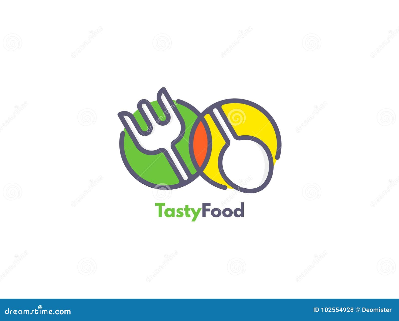 Food Logo Like Icon. Fork and Spoon Inside Circles. Catering Concept ...