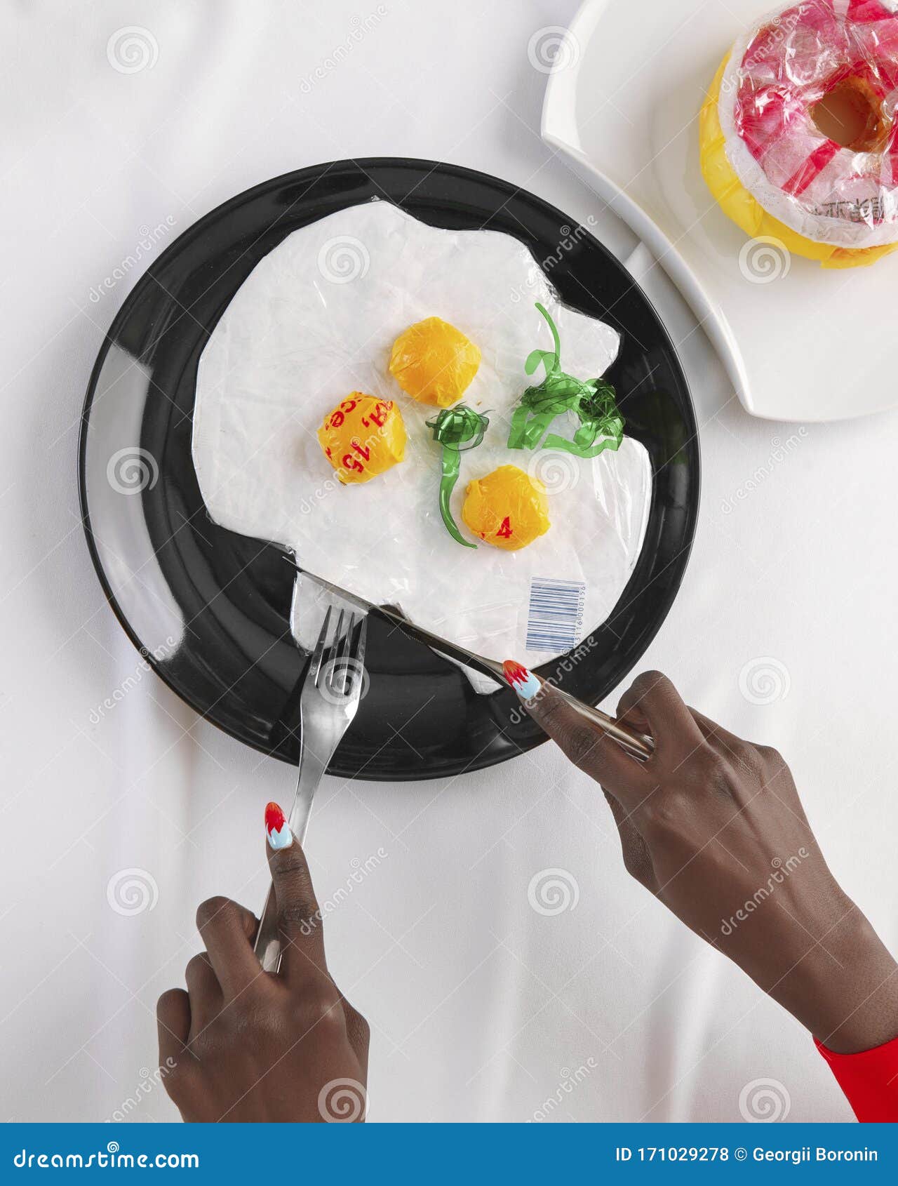 Food Made from Plastic. Poster about the Problem of Microplastics in ...