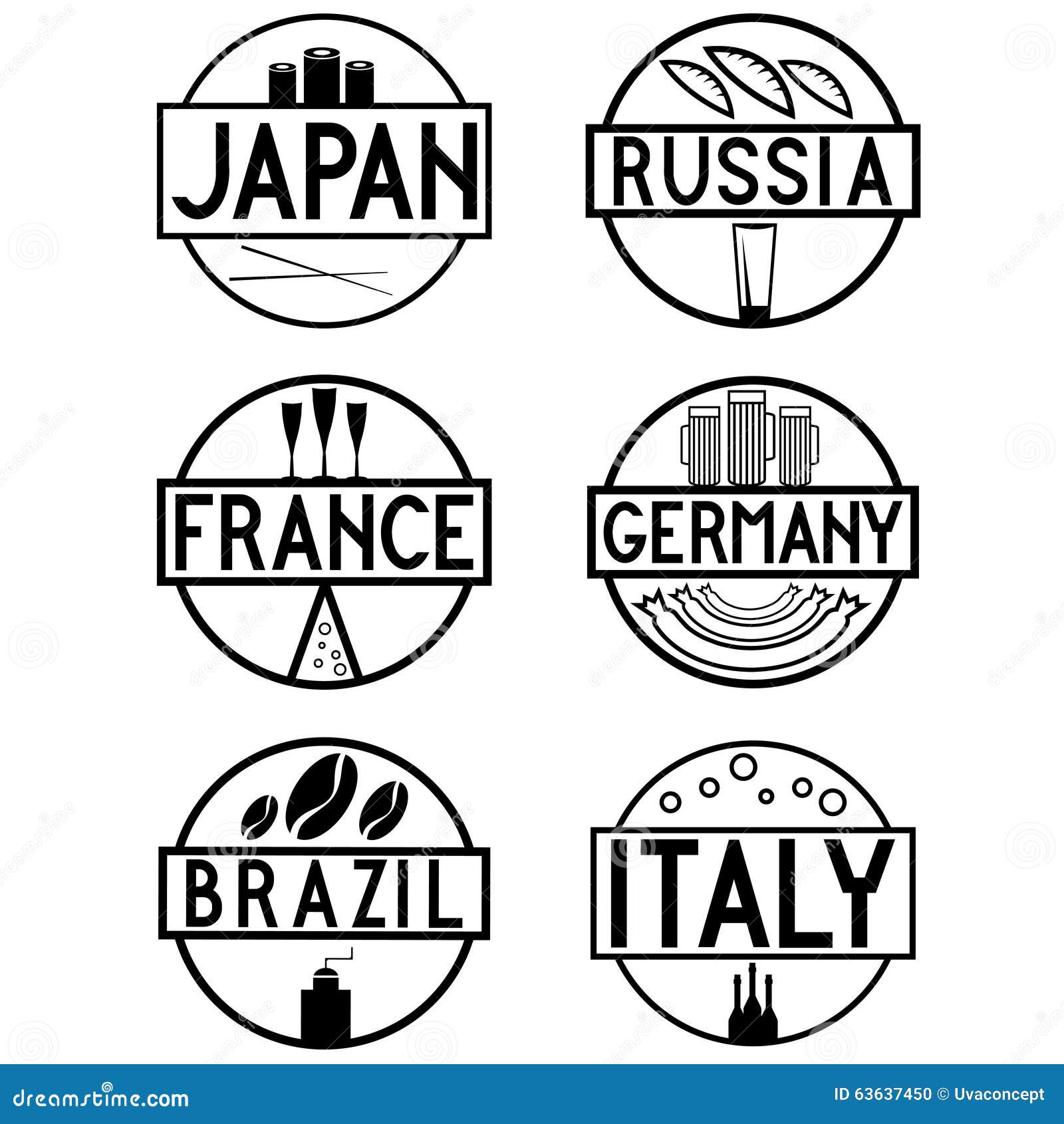 Food marks labels set stock vector. Illustration of pizza - 63637450