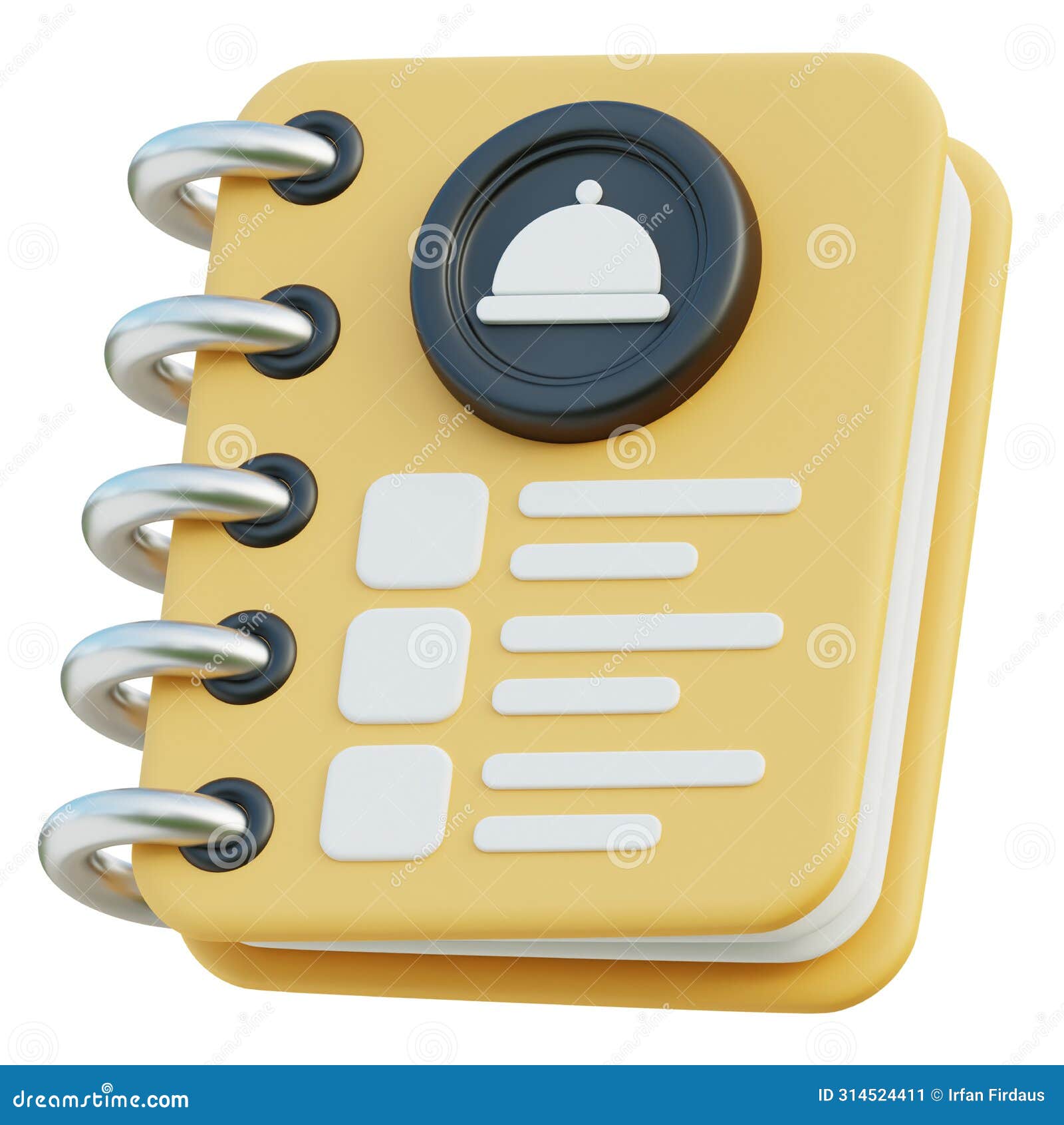 Food menu book 3d icon stock illustration. Illustration of cookbook ...