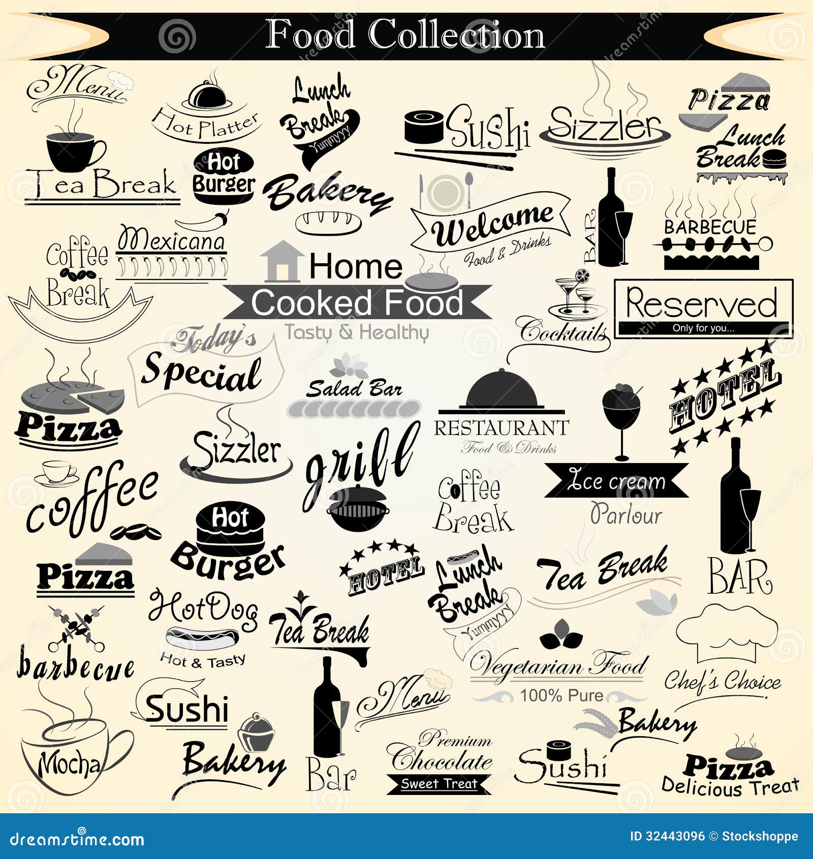 Food Menu Calligraphy stock vector. Illustration of emblem - 32443096