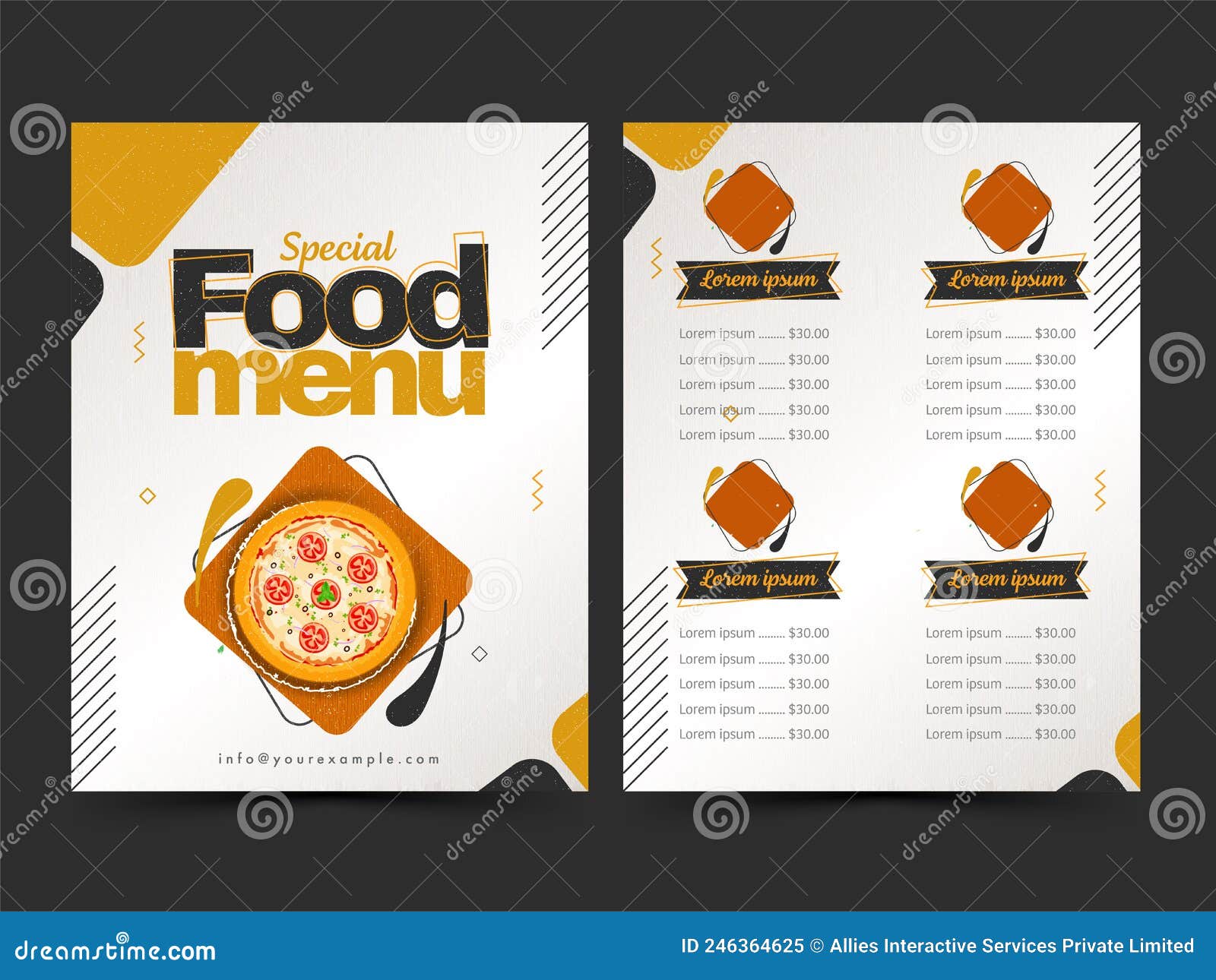 Food Menu Card Template or Flyer Design in Front and Back Stock ...