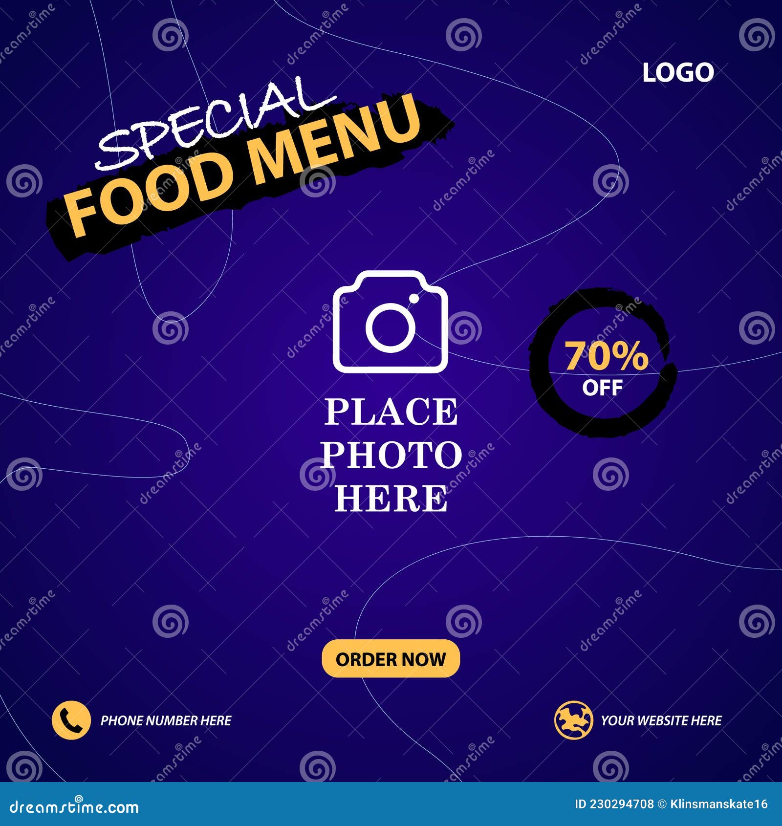 Food Menu Square Banner Promotion Design Stock Vector - Illustration of ...