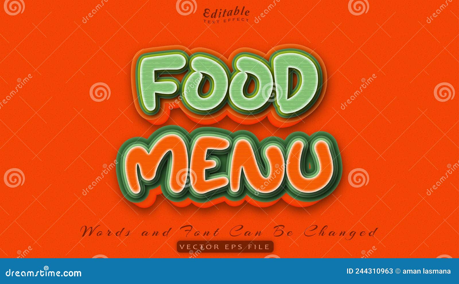 Food menu text effect stock illustration. Illustration of colourful ...