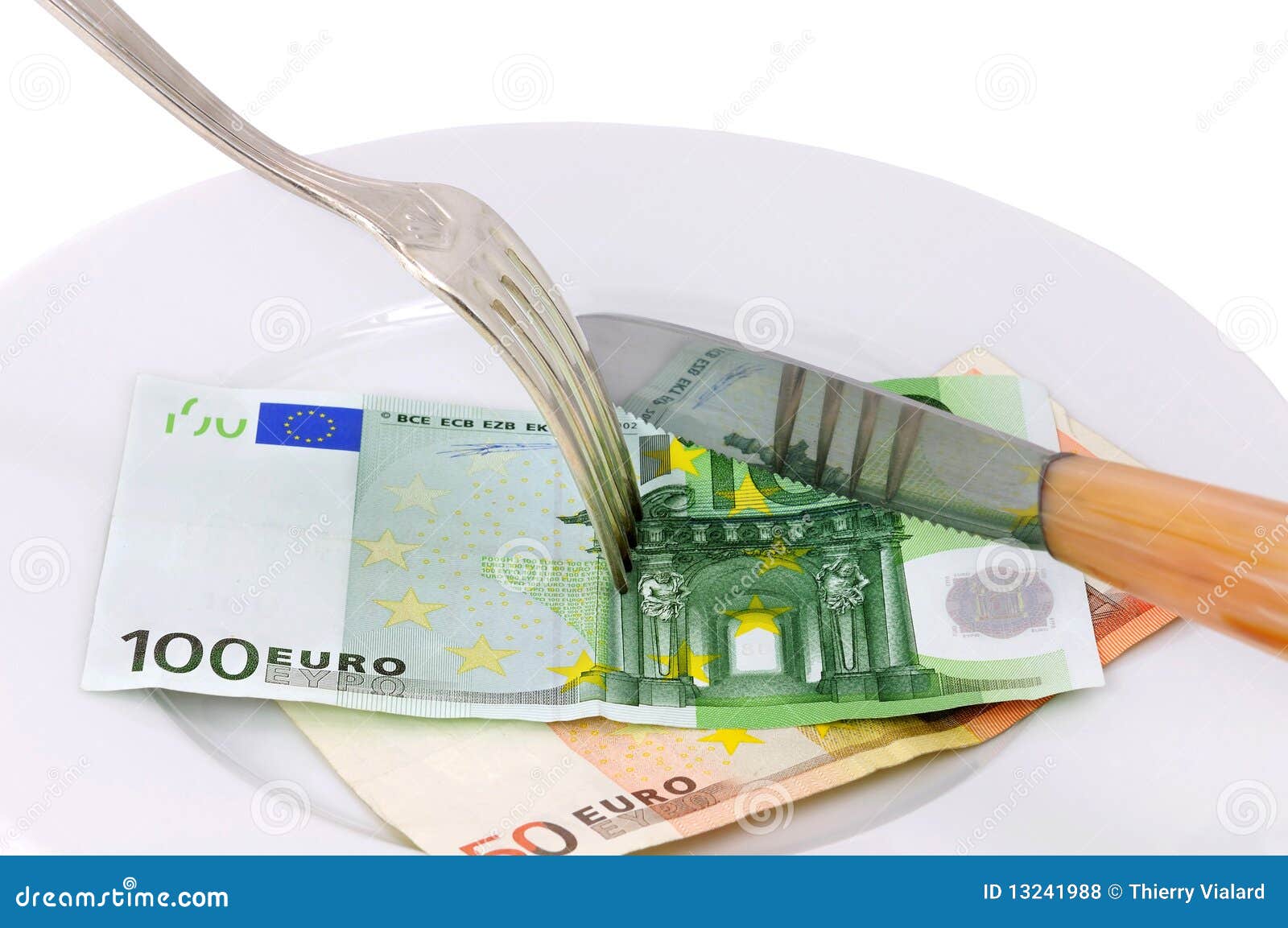 Food money stock photo. Image of banknotes, fork, shared - 13241988