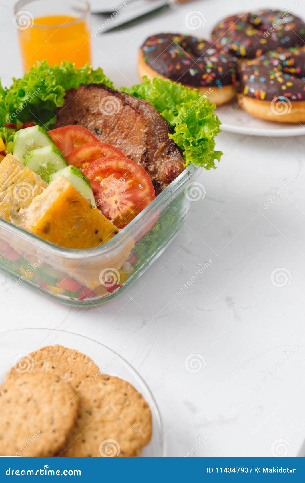 Food in the Office. Healthy Lunch for Work. Stock Image - Image of food ...