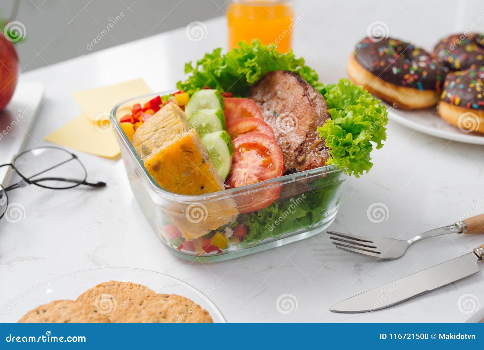 Food in the Office. Healthy Lunch for Work. Stock Photo - Image of ...
