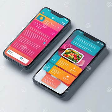 Food Ordering App UI Design, Mobile App Prototype Stock Illustration ...