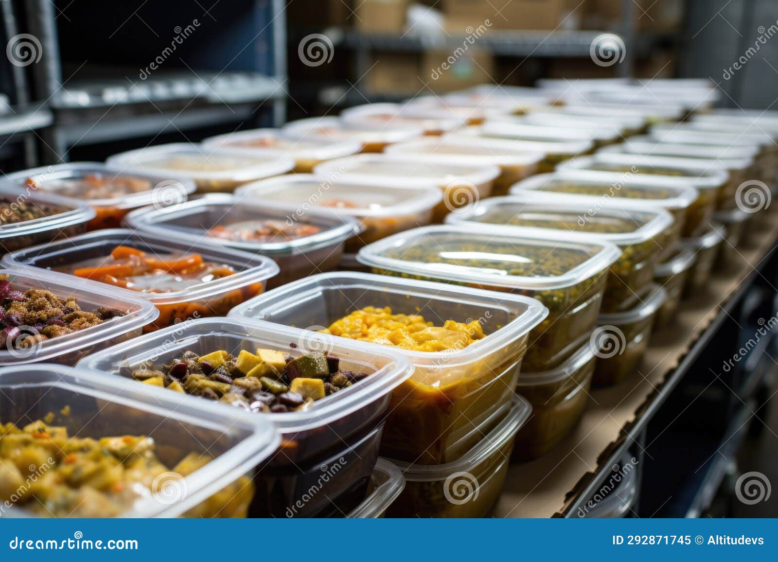 Food Packed in Plastic Containers, Ready for Distribution Stock Image ...