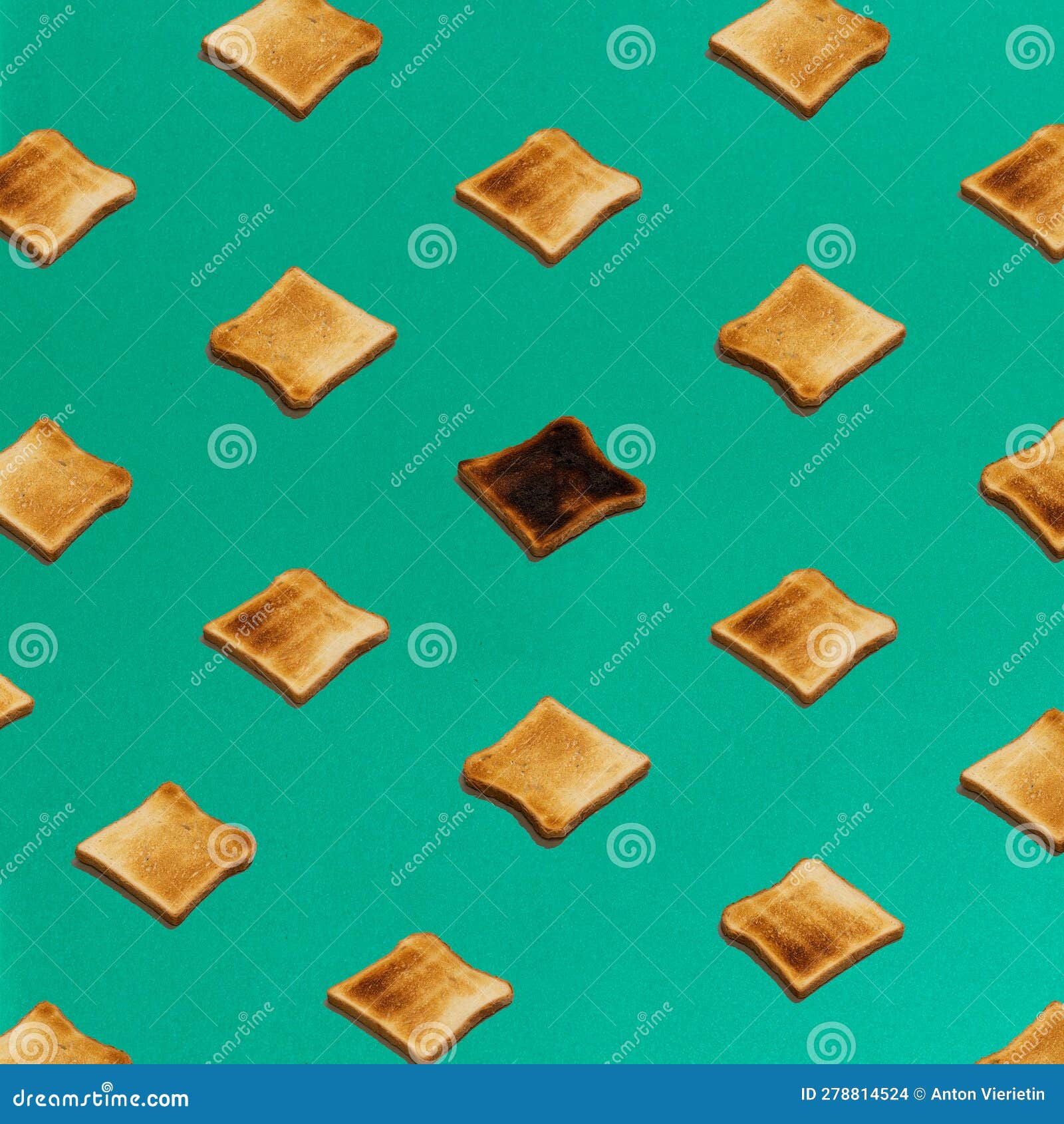 Food Pattern with Toasts Over Green Background Flat Lay Top-down ...