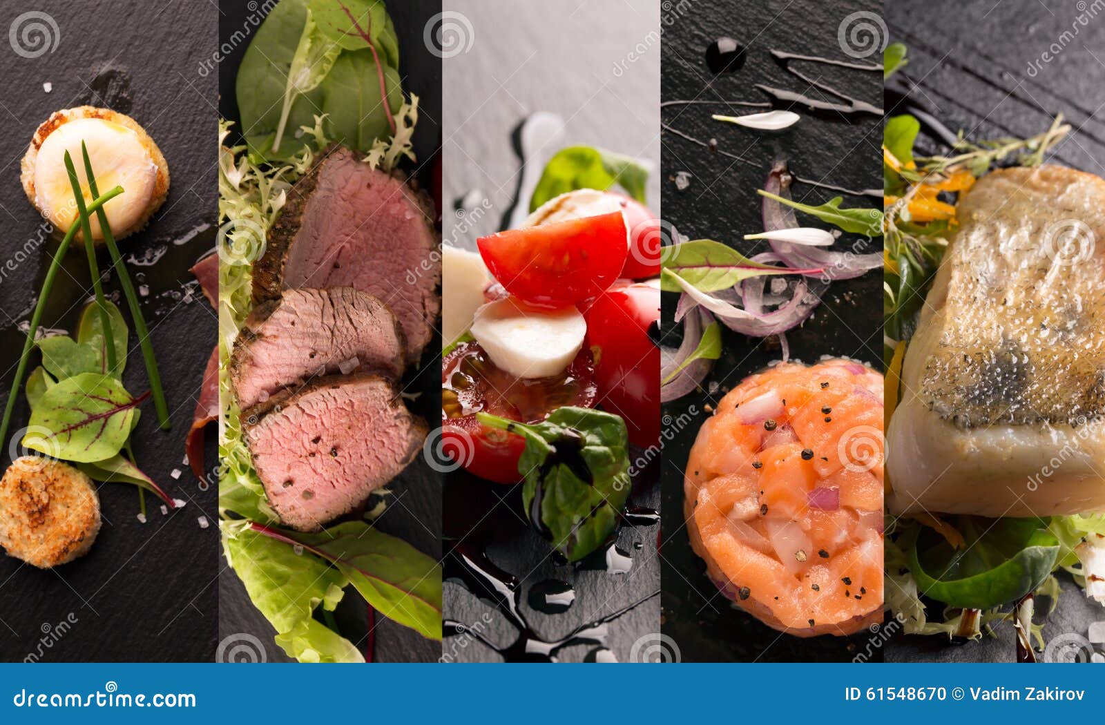 Food photo collage stock photo. Image of salad, beef - 61548670