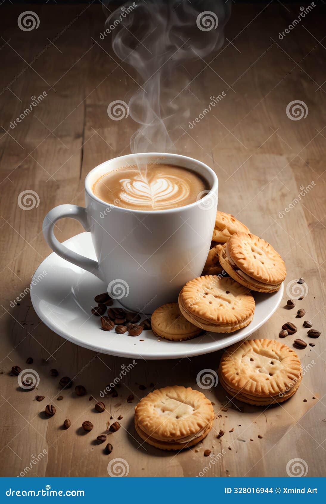 Food Photography, Cup of Coffee and Biscuits Stock Illustration ...