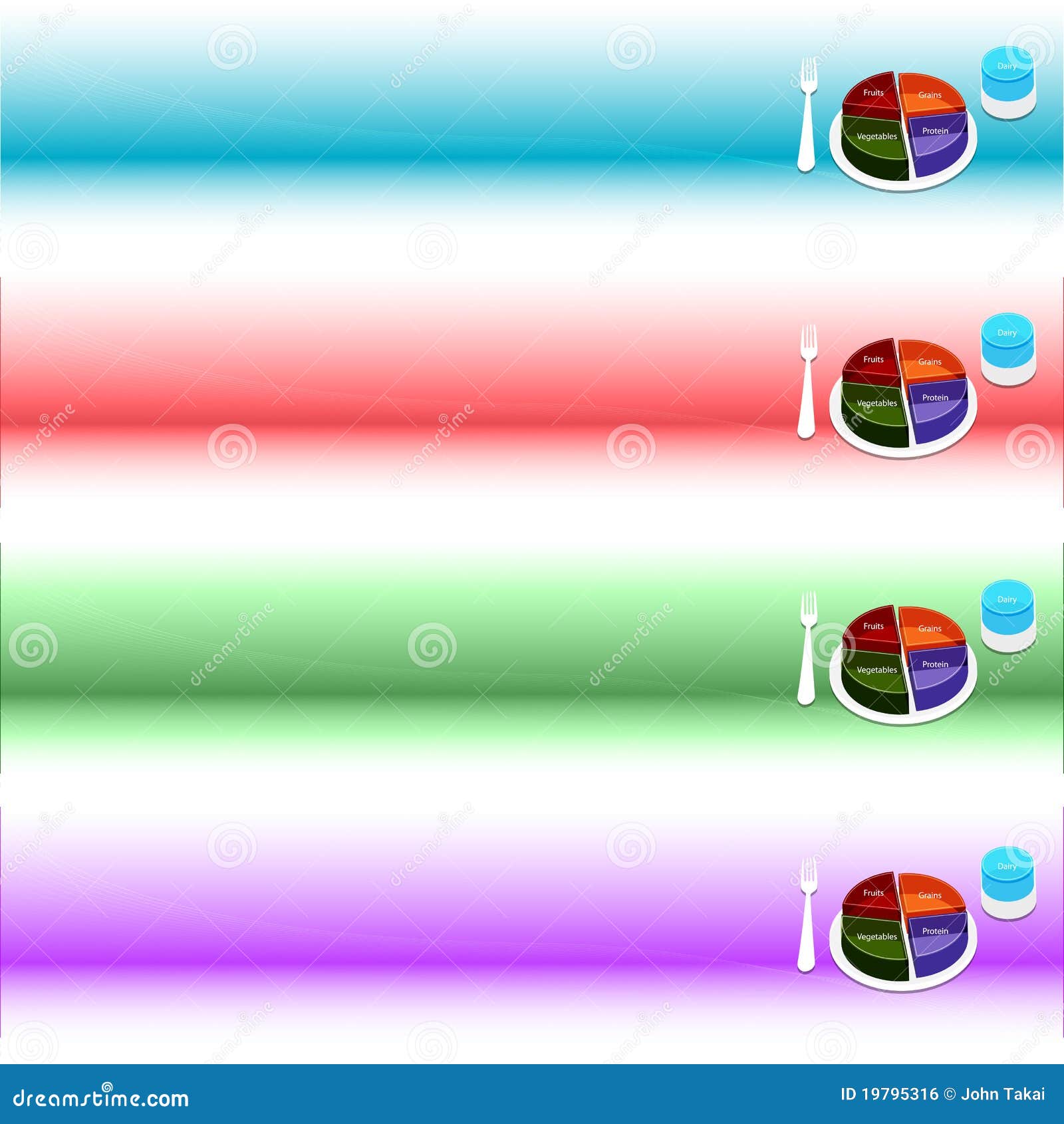 Food Plate Guide Banner Set Stock Vector - Illustration of control ...