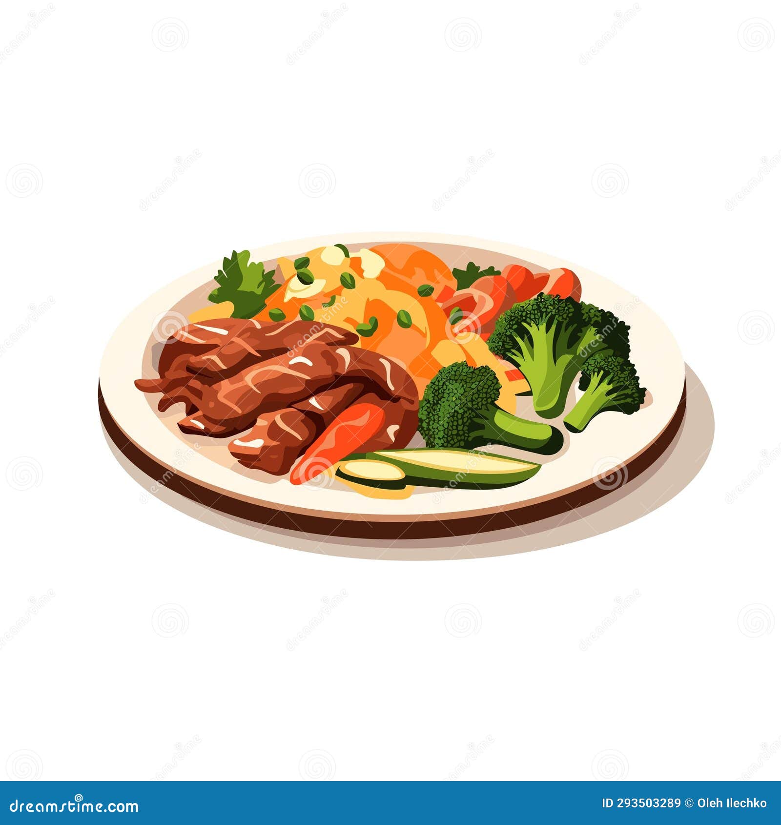 Food on Plate Vector Flat Minimalistic Isolated Illustration Stock ...