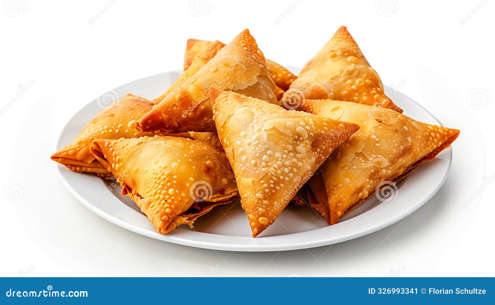 Food Plate with Vegetarian Indian Samosas Isolated Stock Illustration ...