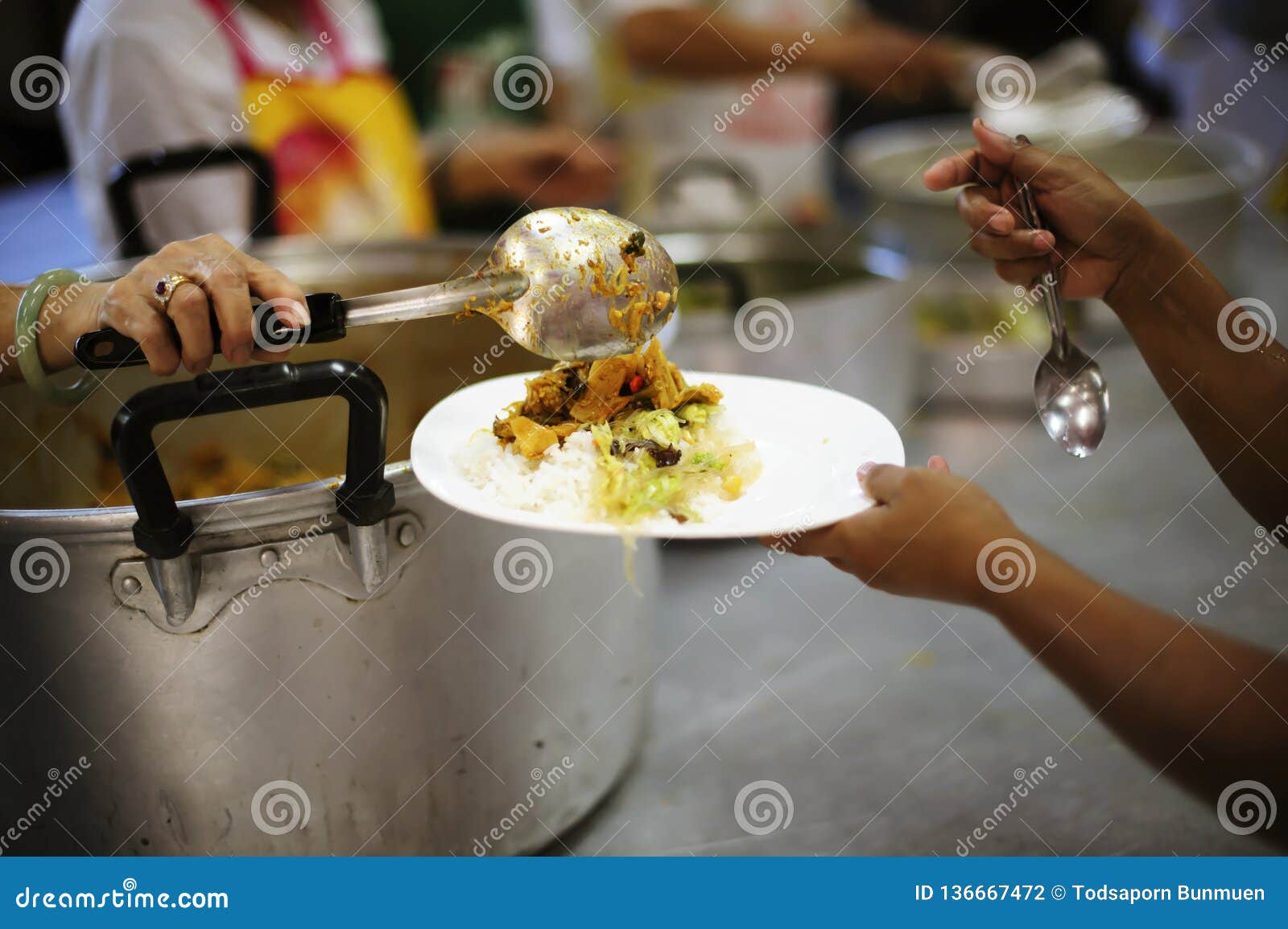 Concept Tackling Hunger And Food : Donate Food To The Poor And The Poor ...