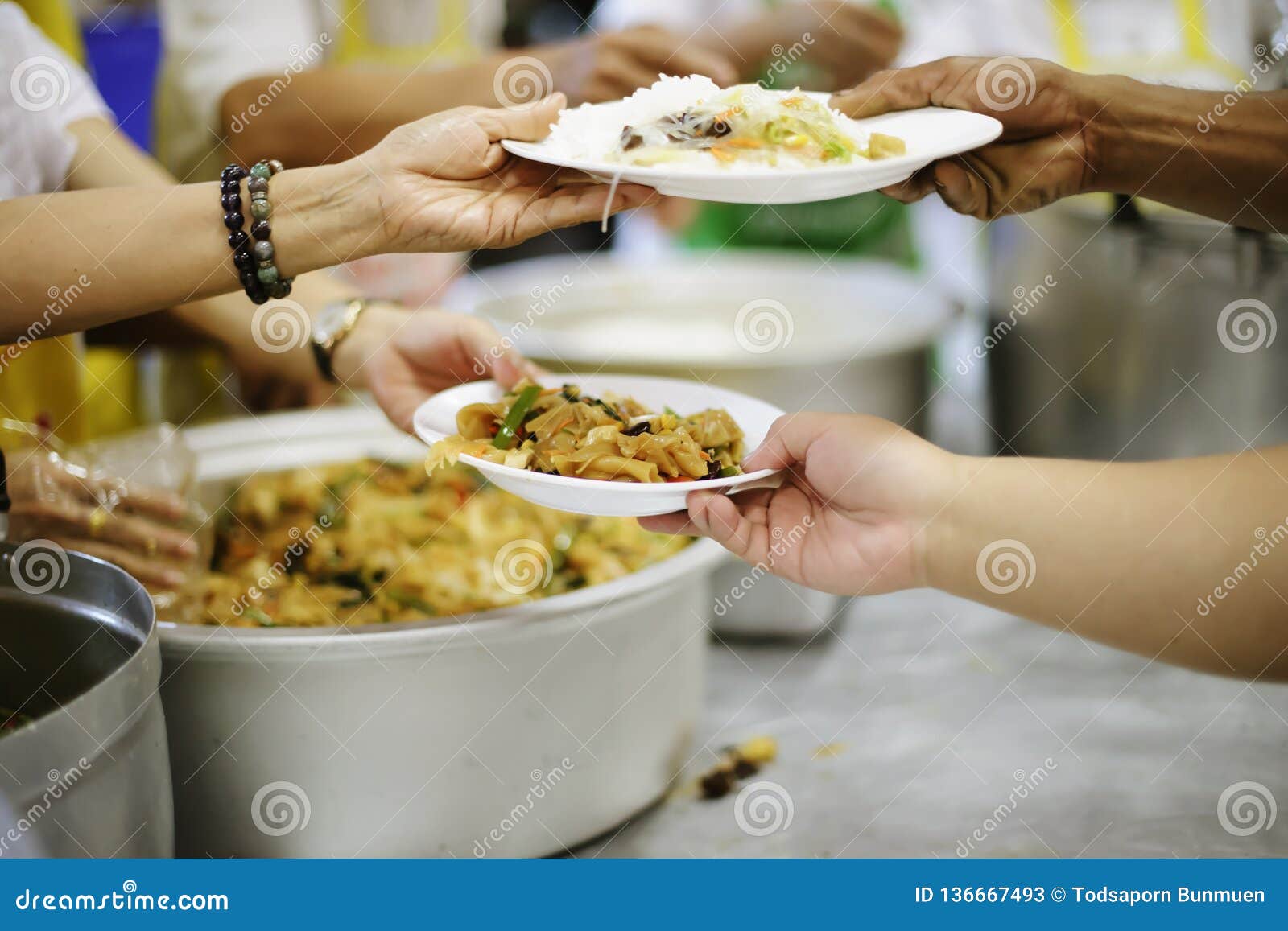 Concept Tackling Hunger And Food : Donate Food To The Poor And The Poor ...