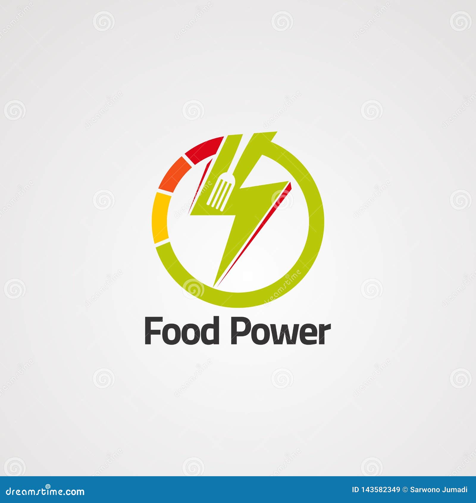 Food Power with Circle Thunder Logo Vector, Icon, Element, and Template ...