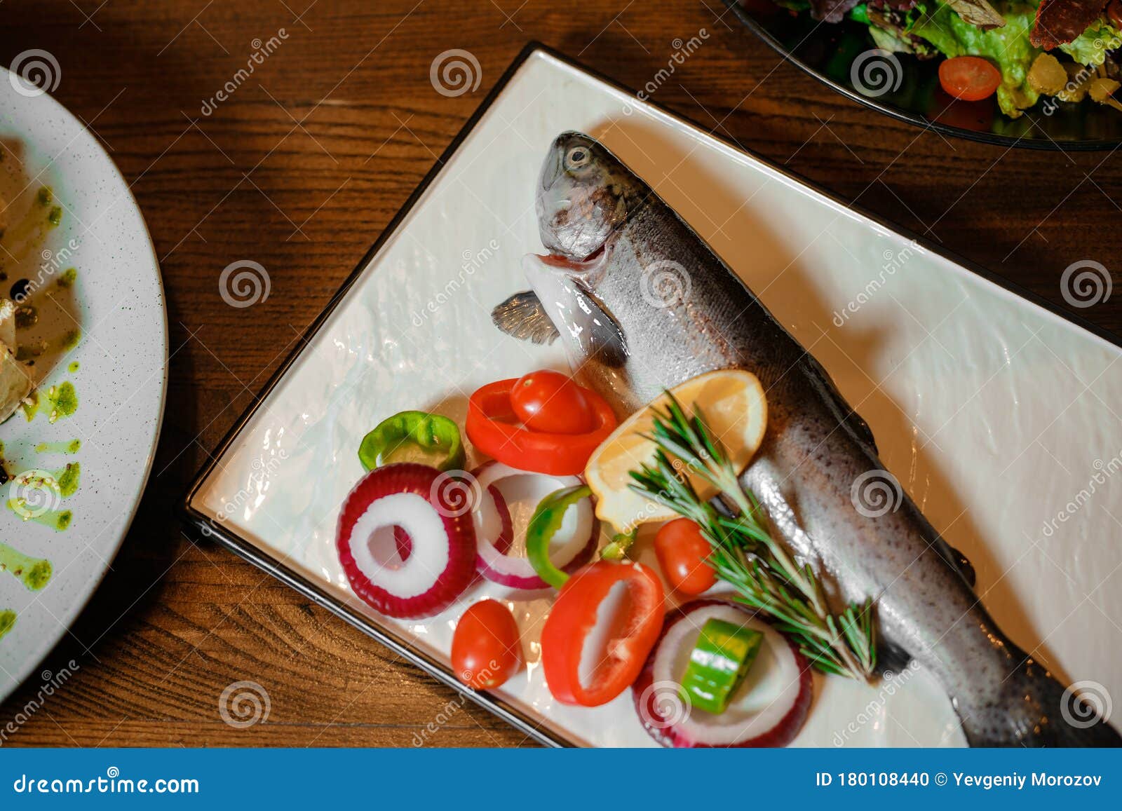 Food Preparation, Fresh Fish with Vegetables Stock Photo - Image of ...