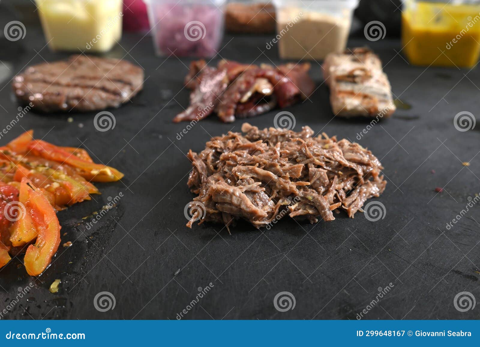 Food Preparation in Kitchen, Meat Vegetables Cook Stock Image - Image ...