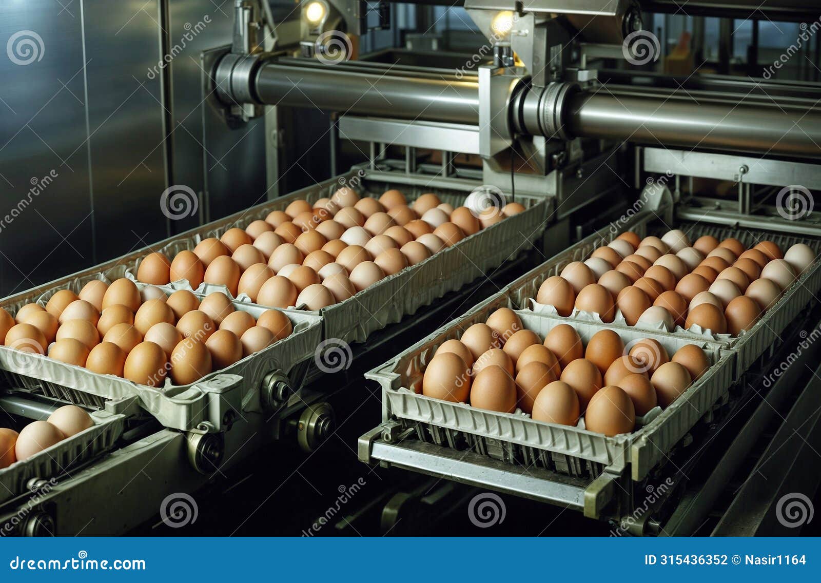 Food Processing Factory, an Egg-packing Apparatus Operates Stock ...
