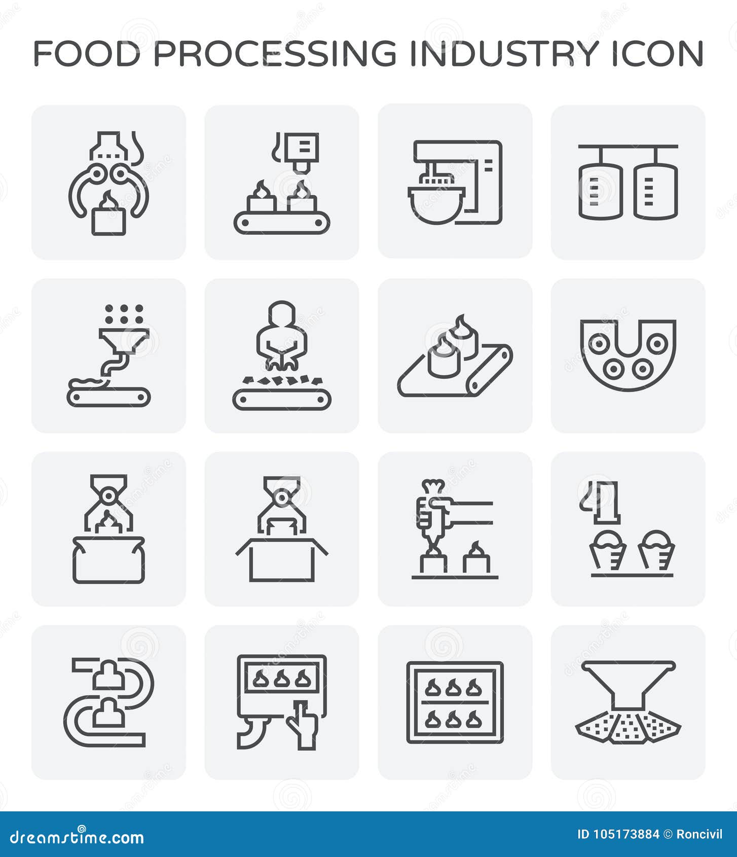 Food Processing Industry Icon. Automated Line Confectionery. Vector ...