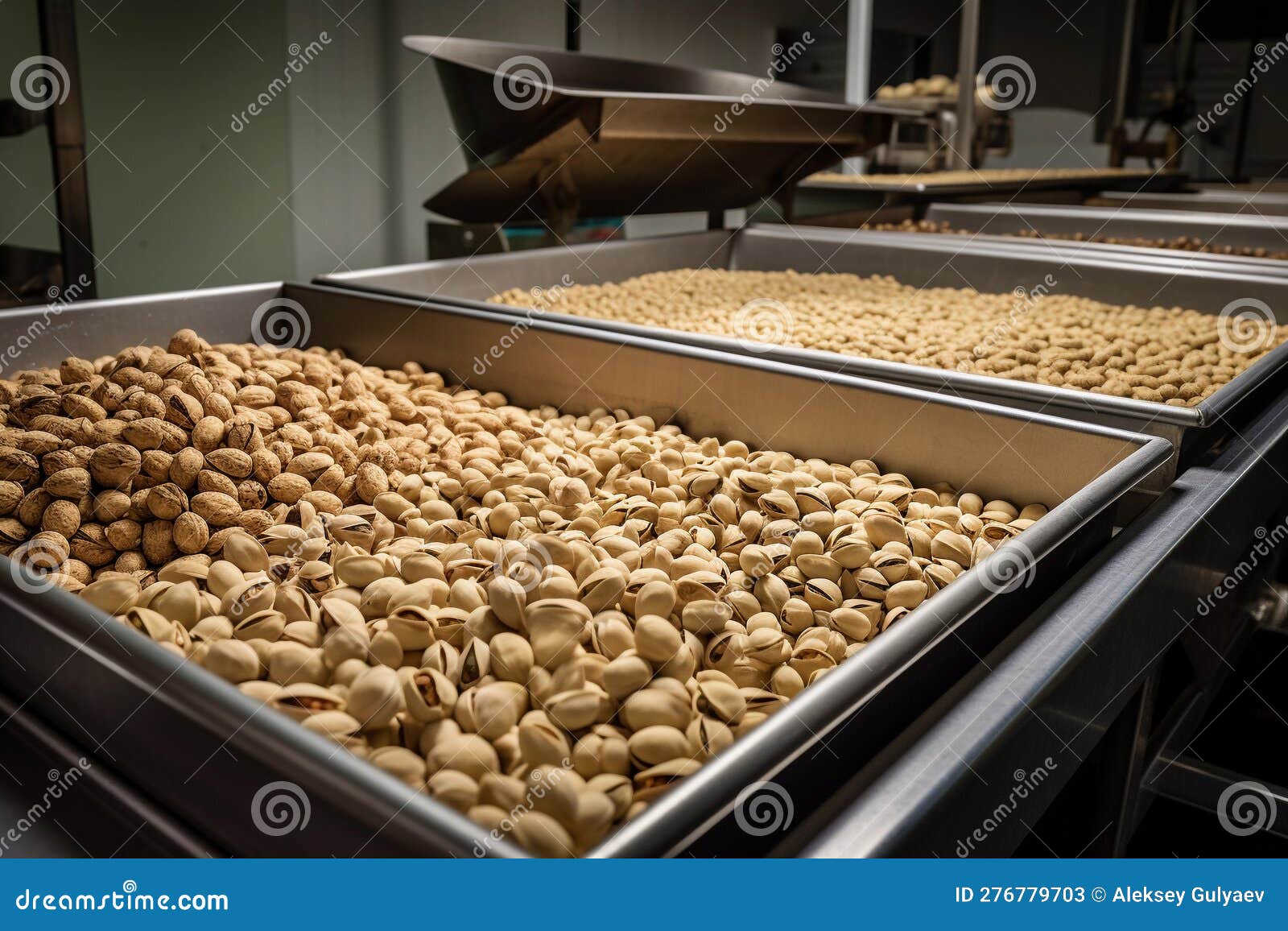 A Food Processing Plant with a Tray of Peanuts. AI Generation Stock ...