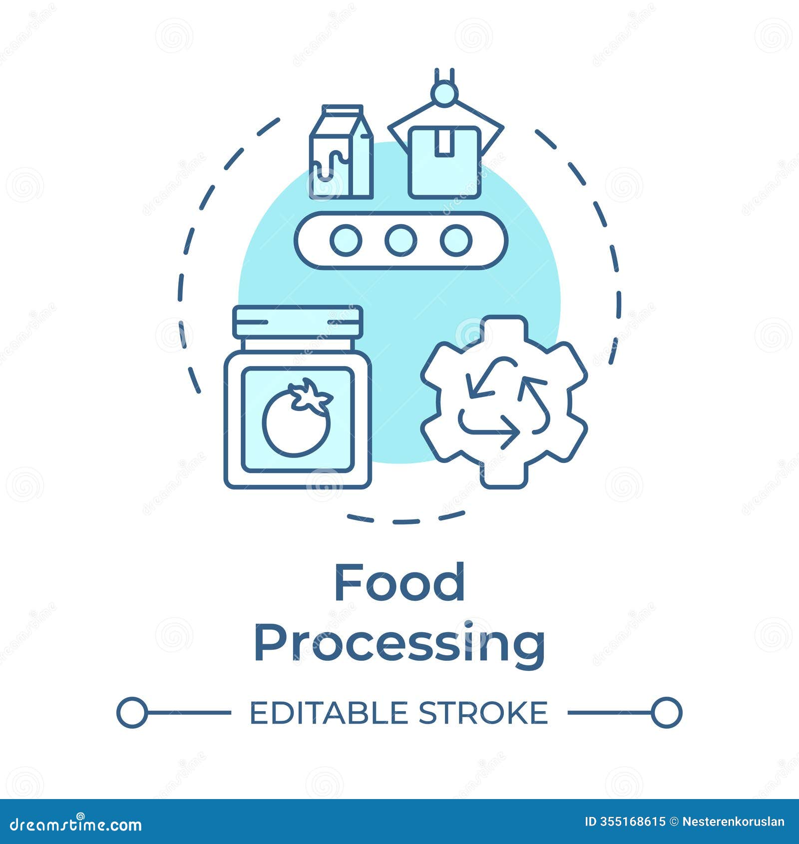 Food Processing Line Icons Collection. Canning, Blanching ...