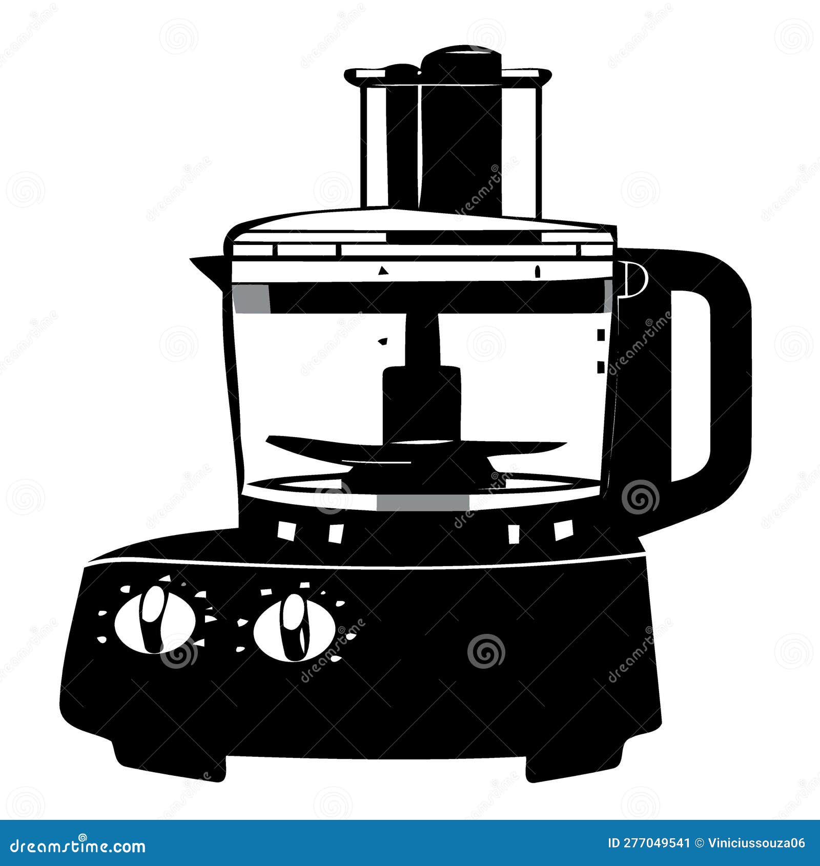 Food Processor Electronic Kitchen Tool in Black and White Stock Vector ...