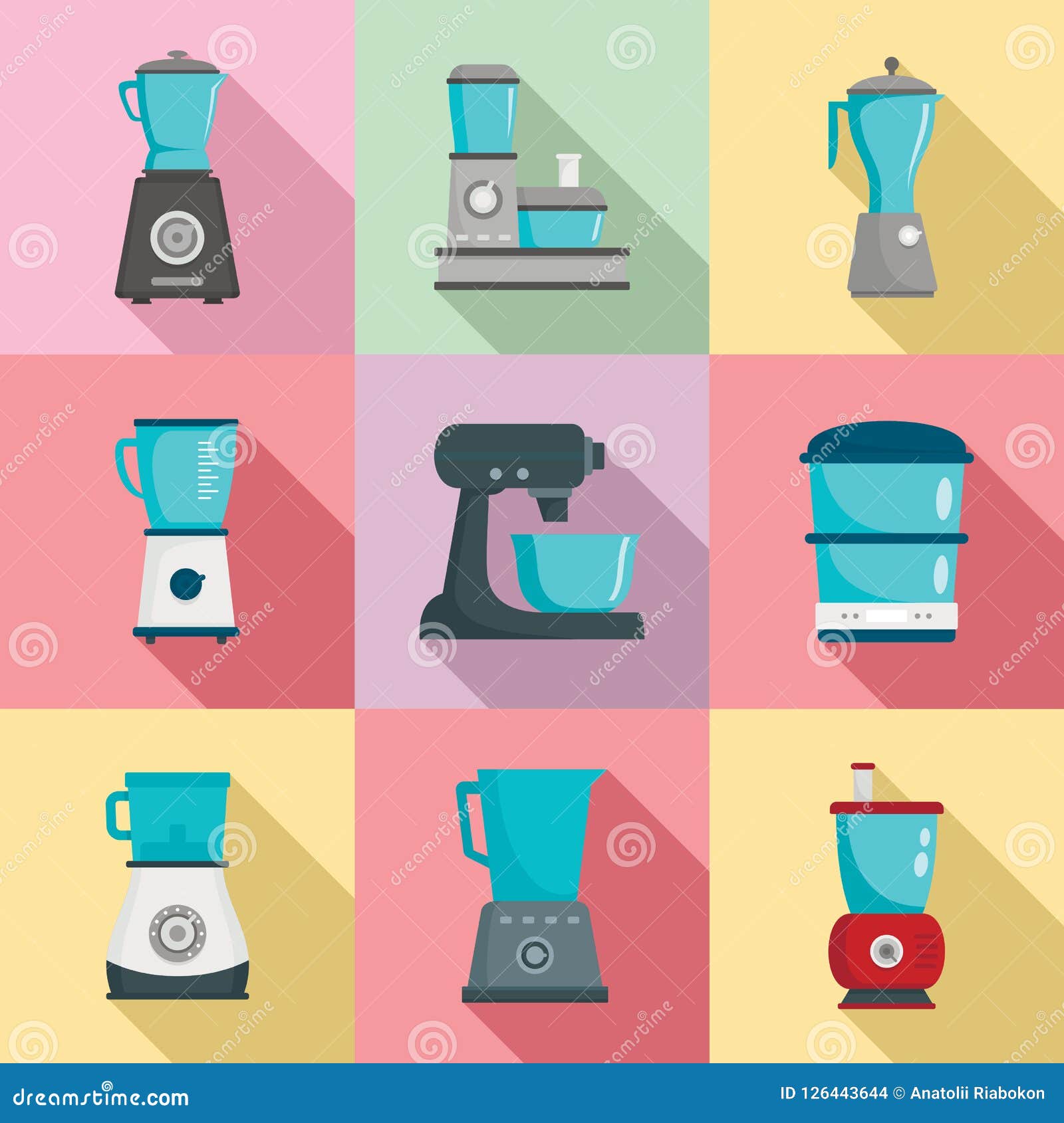 Food Processor Icon Set, Flat Style Stock Vector - Illustration of ... Food Processor Icon Set, Flat Style Stock Vector - Illustration of ...