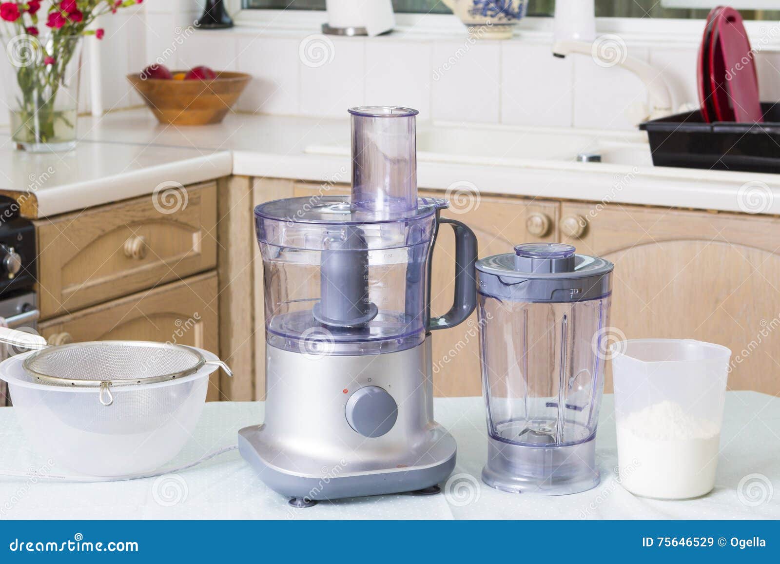 Food processor in kitchen stock image. Image of domestic - 75646529