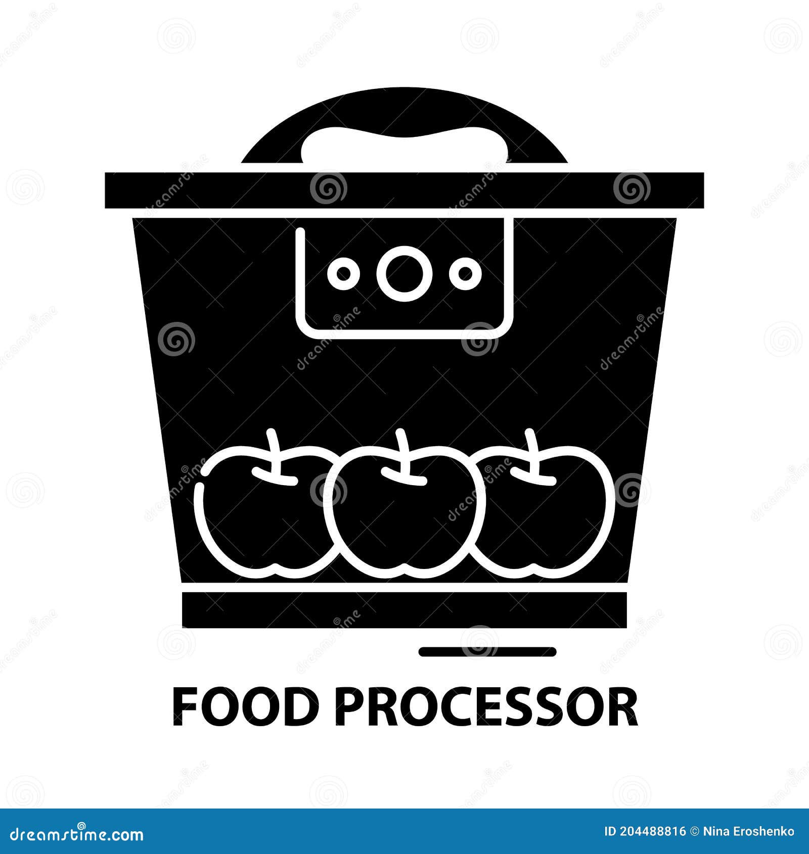 Food Processor Symbol Icon, Black Vector Sign with Editable Strokes ...