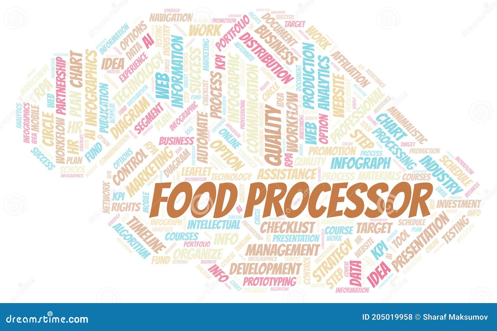 Food Processor Typography Word Cloud Create with the Text only. Stock ...