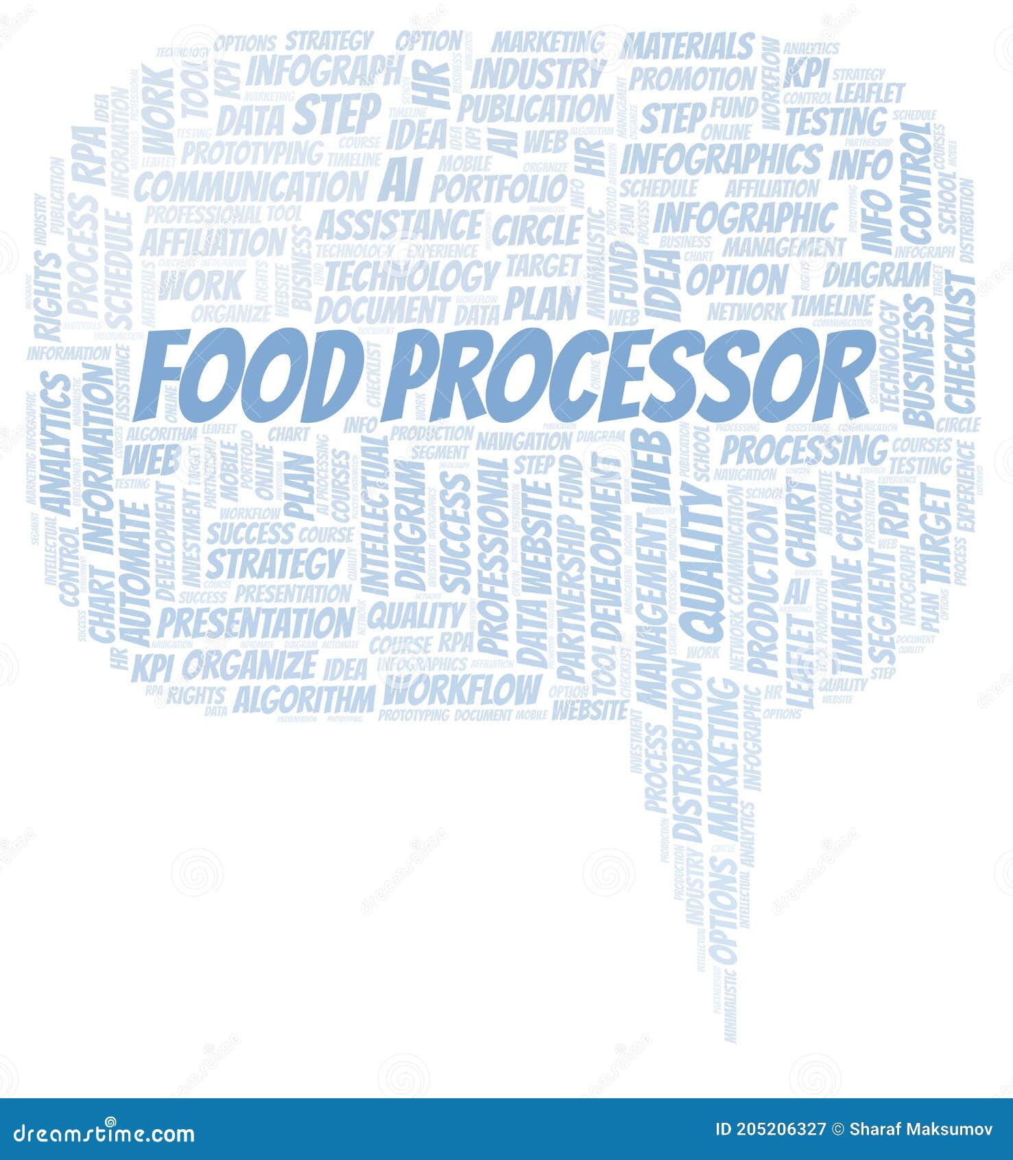 Food Processor Typography Word Cloud Create with the Text only. Stock ...