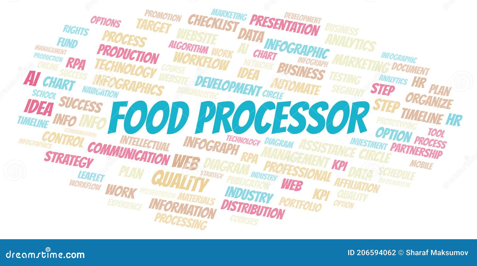 Food Processor Typography Word Cloud Create with the Text only. Stock ...