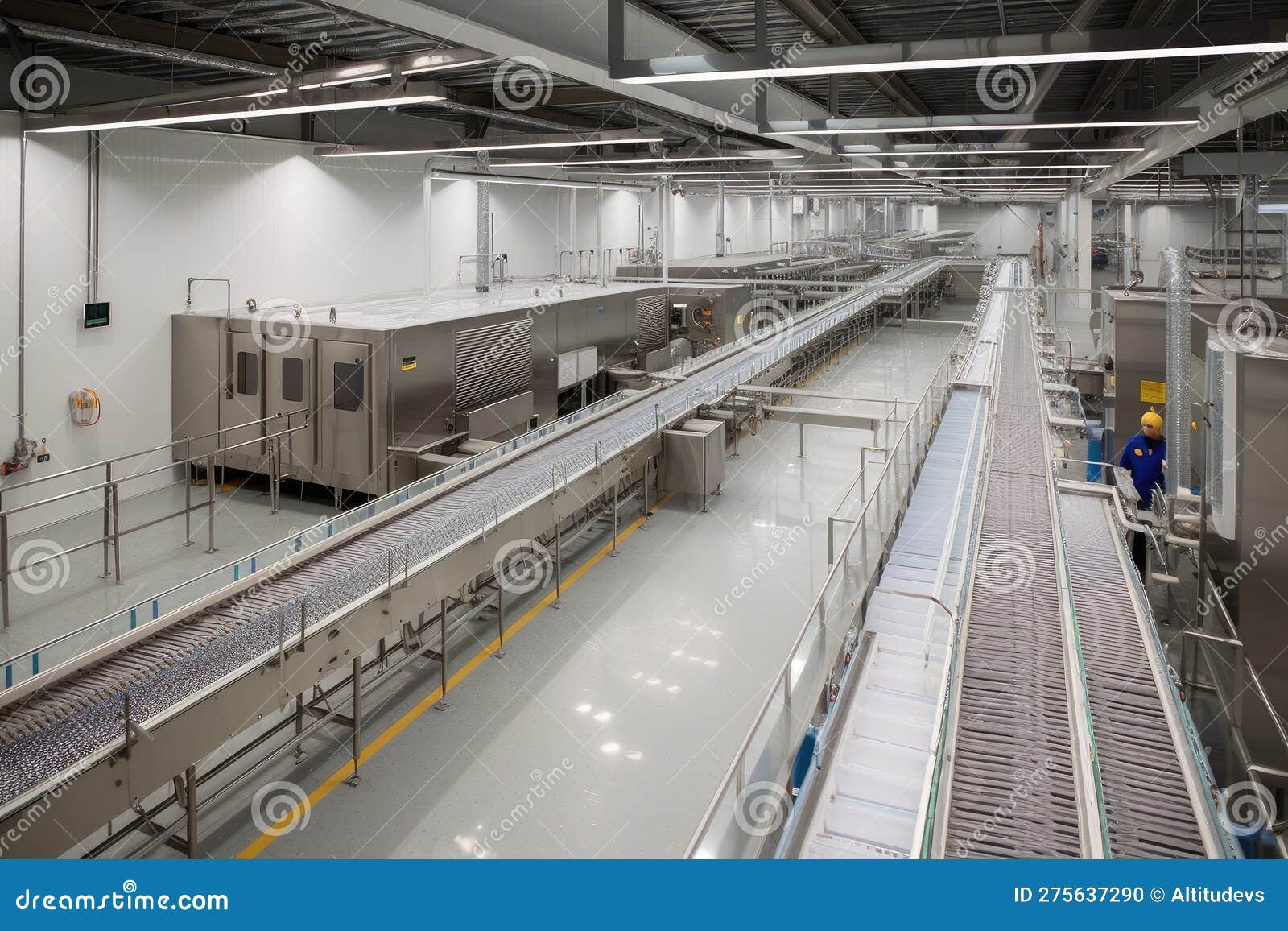Food Production Facility, with Rows of Crops and Machinery Visible ...