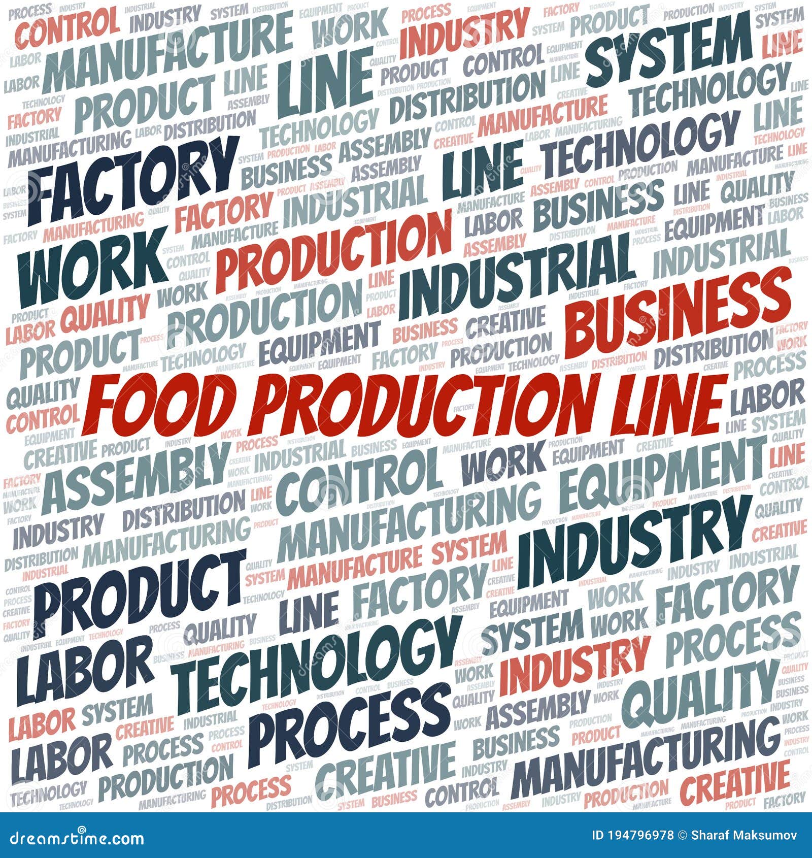 Food Production Line Word Cloud Create with Text only. Stock ...