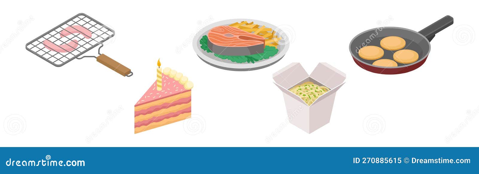 Food and Products from Kitchen Isometric Vector Set Stock Vector ...