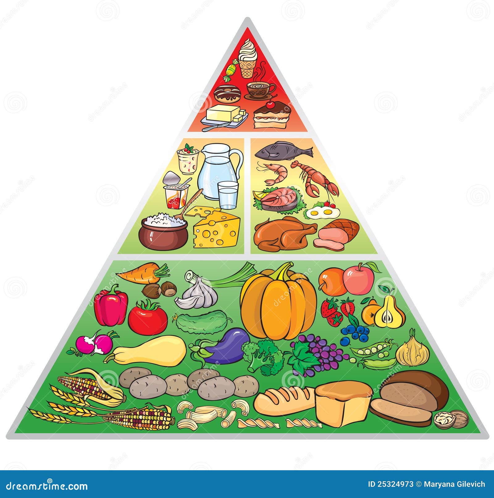 Food Pyramid Cartoon Vector | CartoonDealer.com #25324973