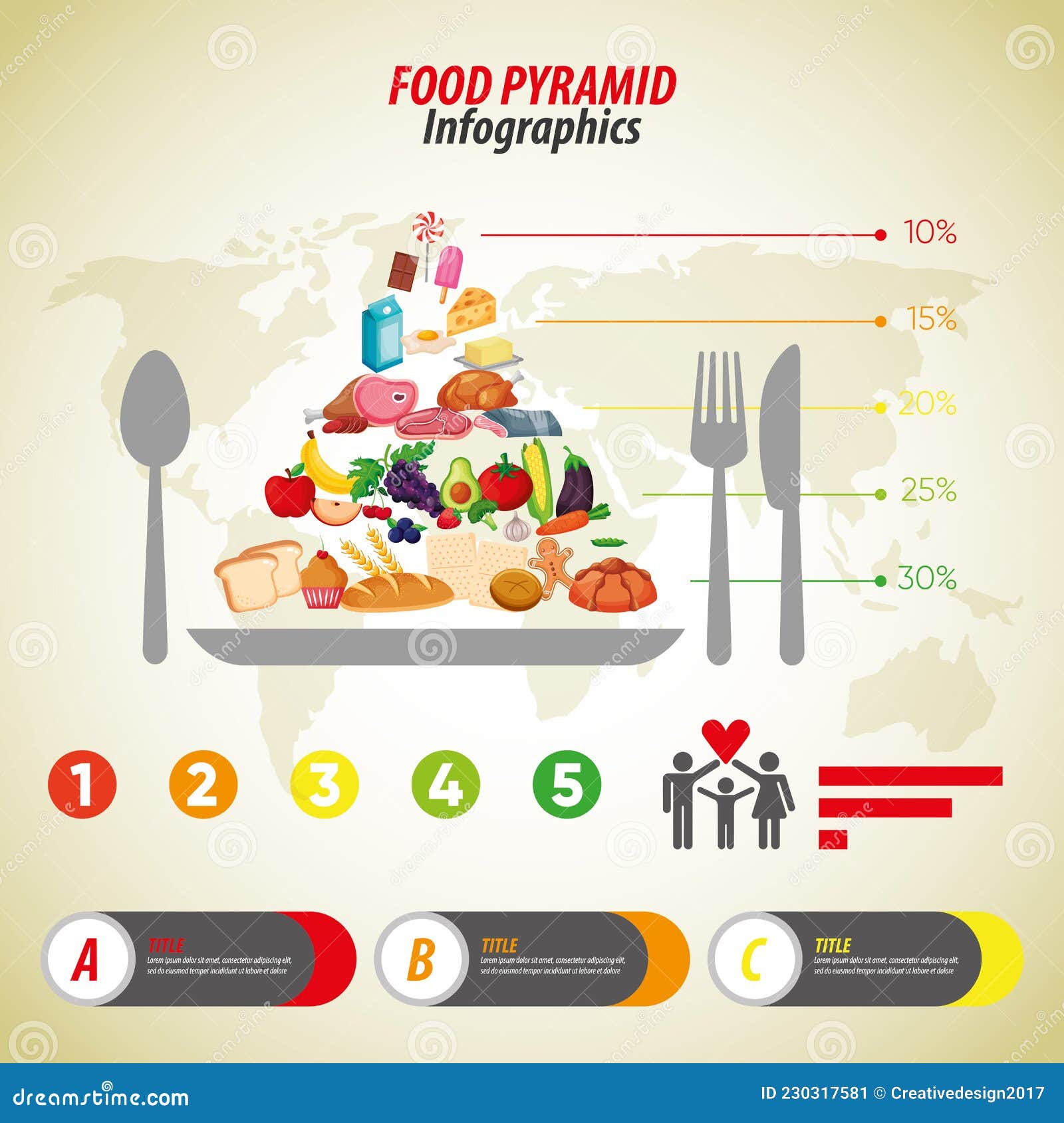 Food pyramid infographic stock illustration. Illustration of diagram ...