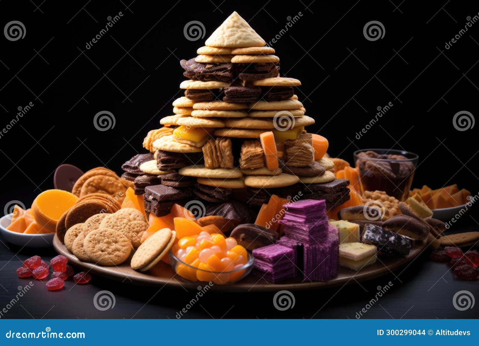 A Food Pyramid Made from Different Types of Cookies and Biscuits Stock ...