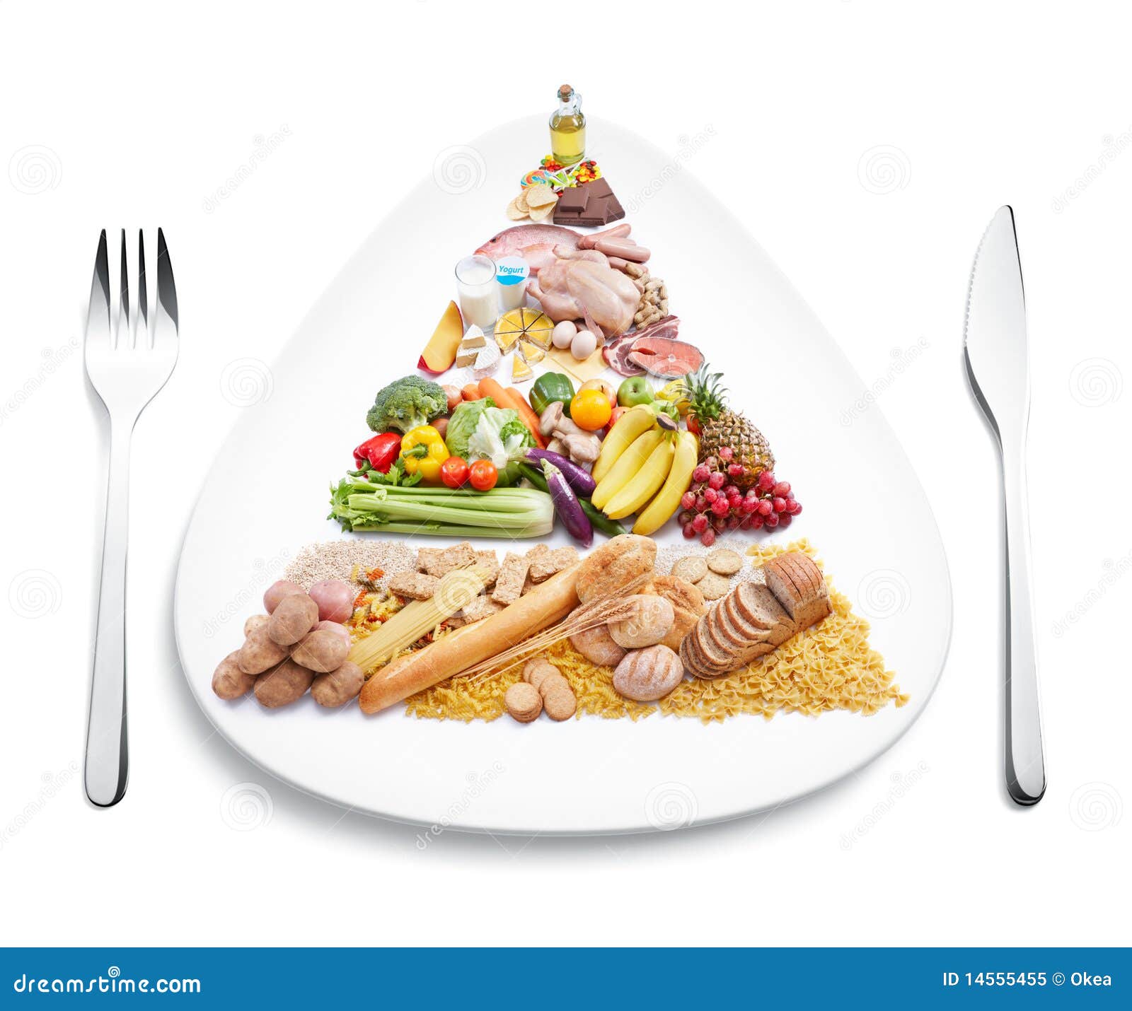 Food pyramid on plate stock image. Image of protein, grain - 14555455