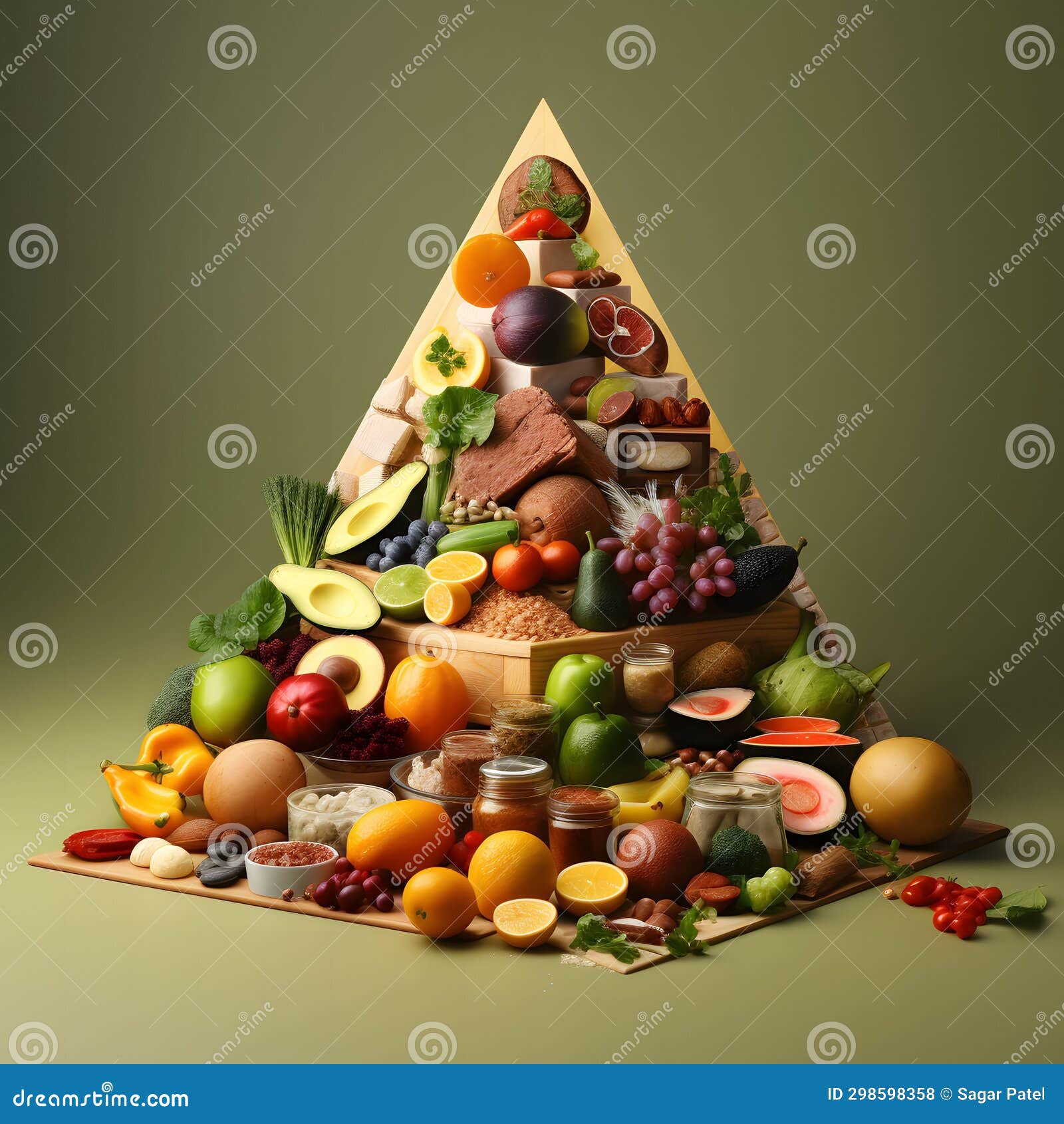 Food Pyramid Represents Way of Healthy Eating Stock Illustration ...