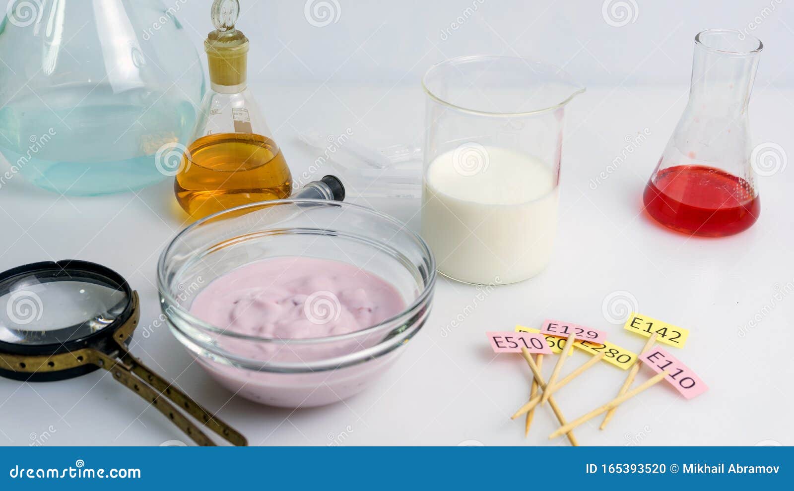 Food Quality Control Inspecting at Additives Yogurt and Milk in the ...