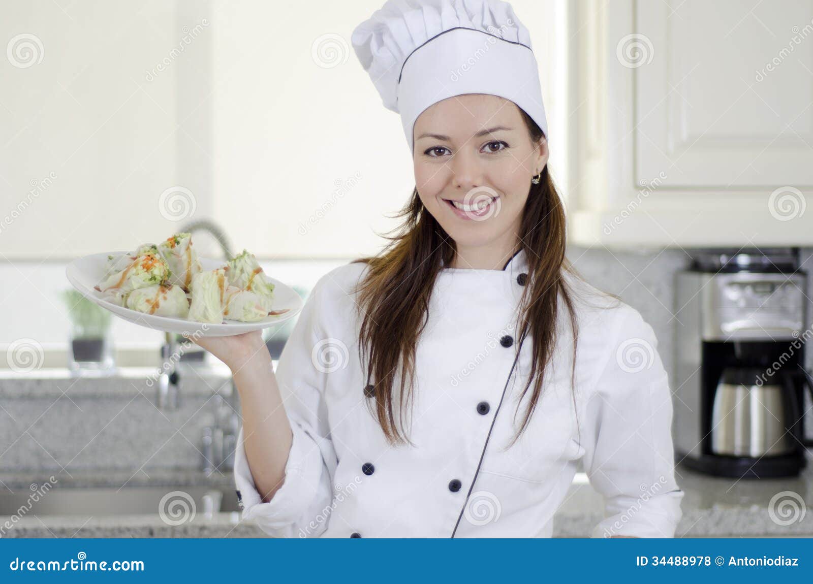 Food is ready stock photo. Image of showing, woman, coat - 34488978