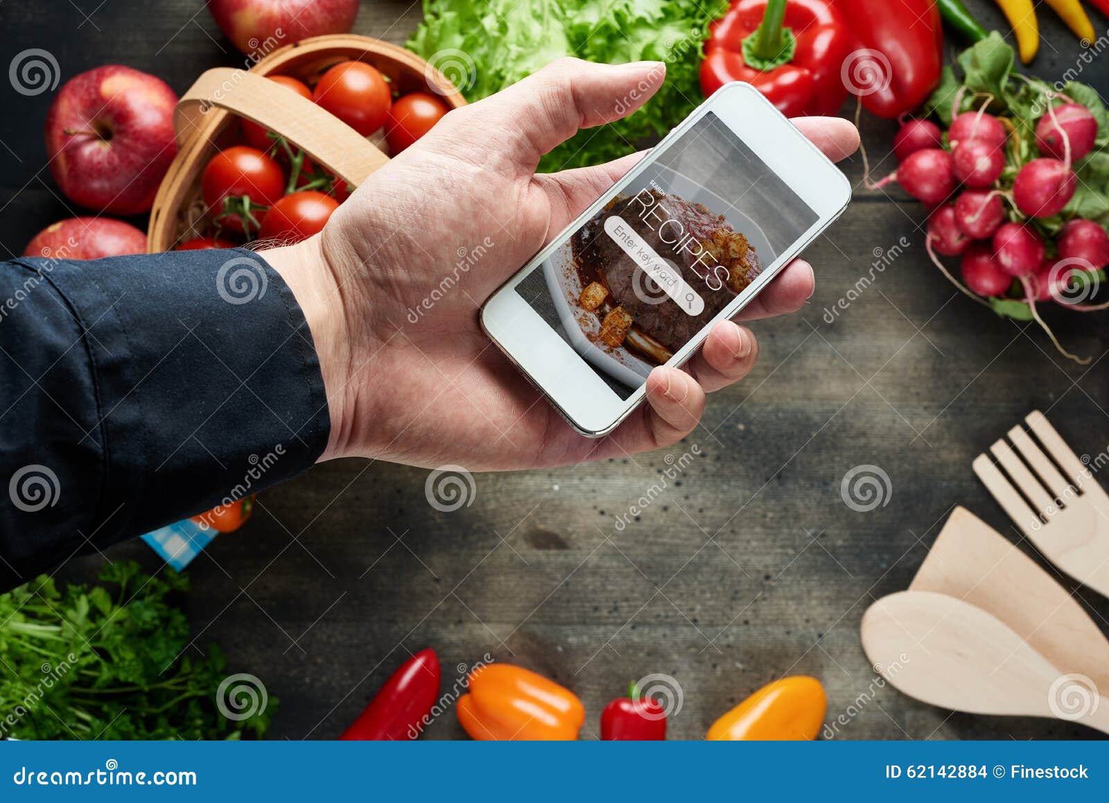 Food Recipes on Smart Phone Stock Photo - Image of rustic, culinary ...