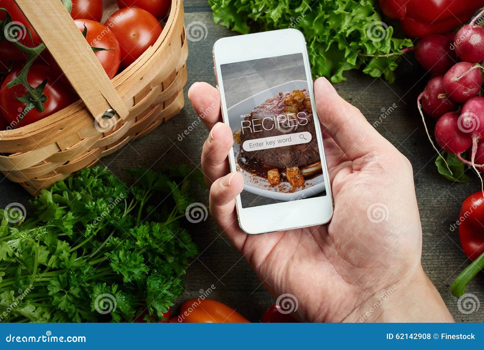 Food Recipes on Smart Phone Stock Photo - Image of vegetables, menu ...