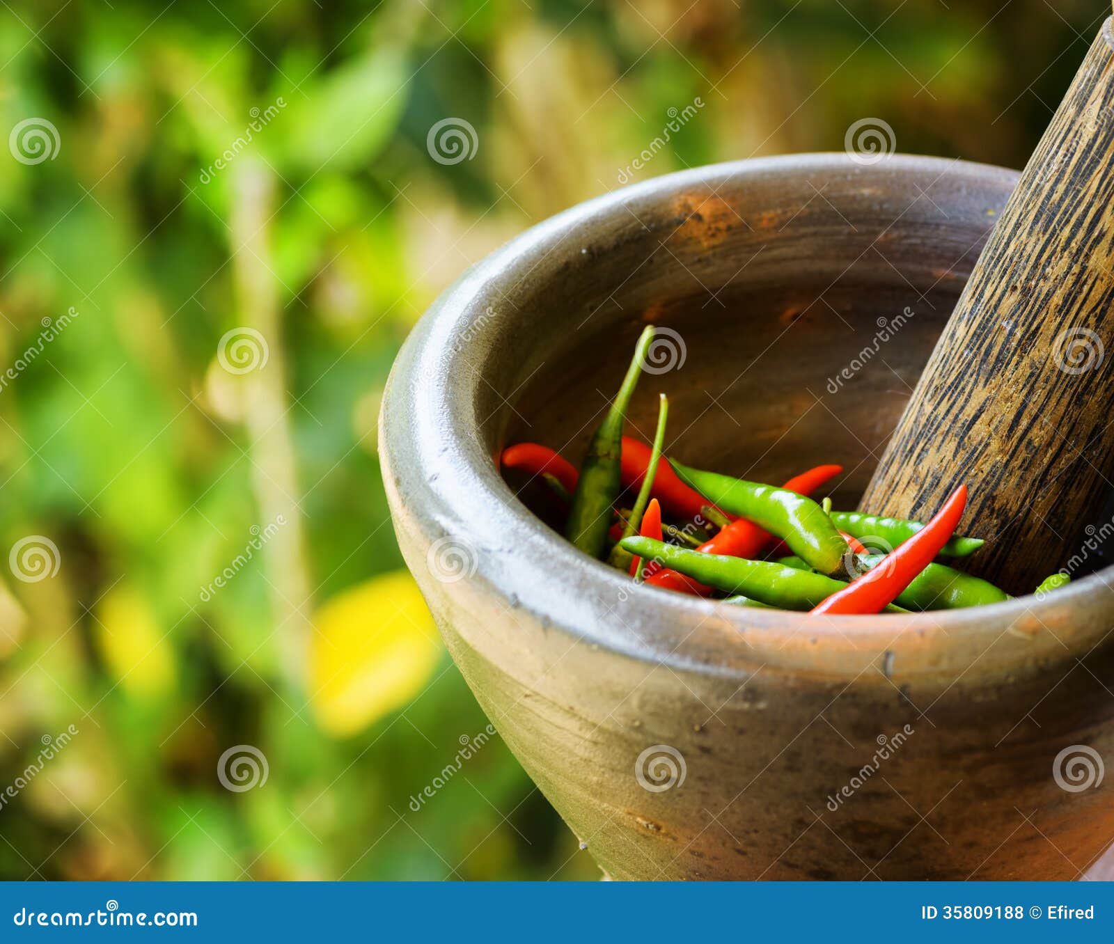 Red and Green Pepper in a Stone Mortar Stock Photo - Image of condiment ...