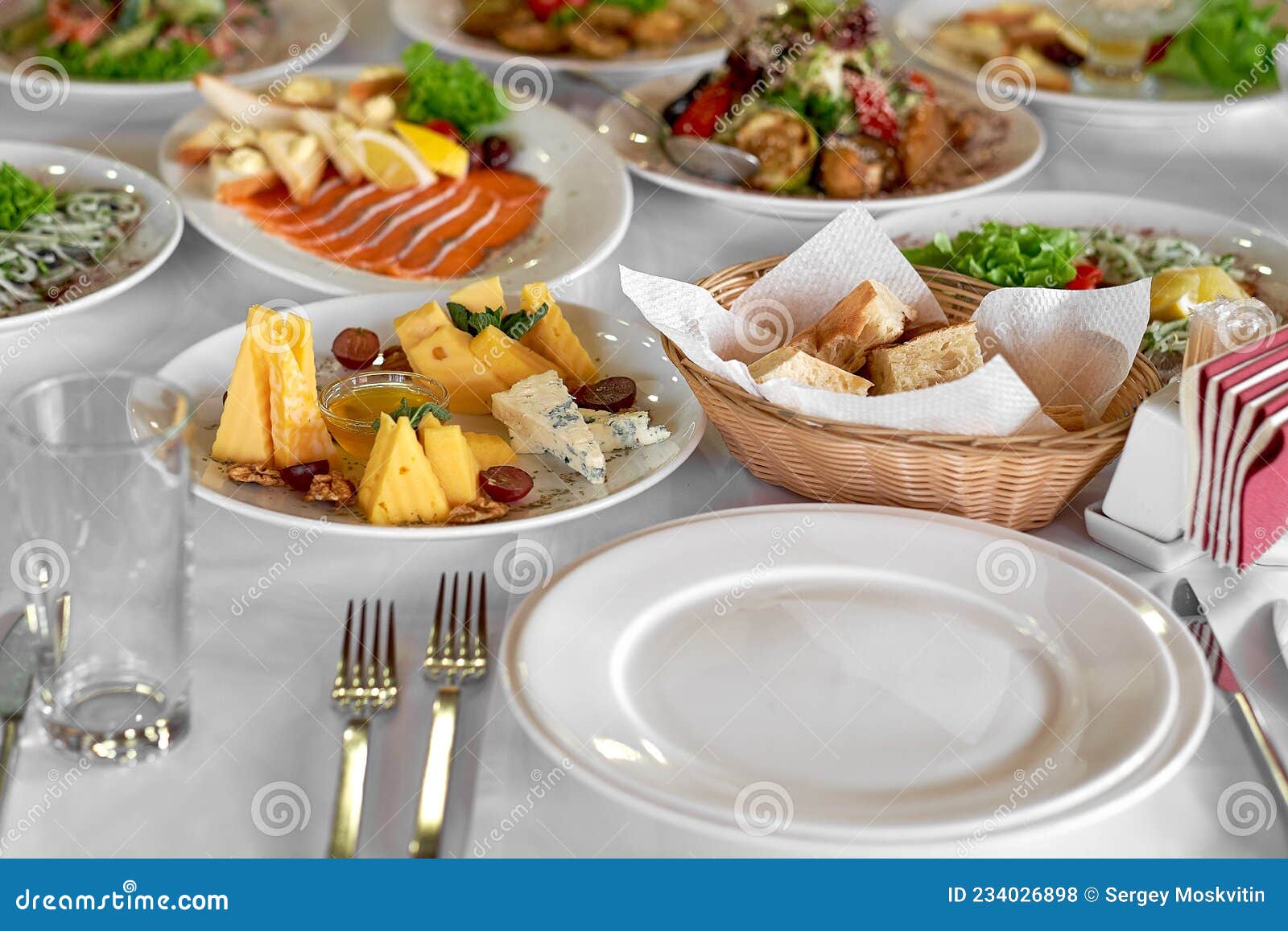 Food in the Restaurant Dinner Celebration Dishes Stock Photo - Image of ...
