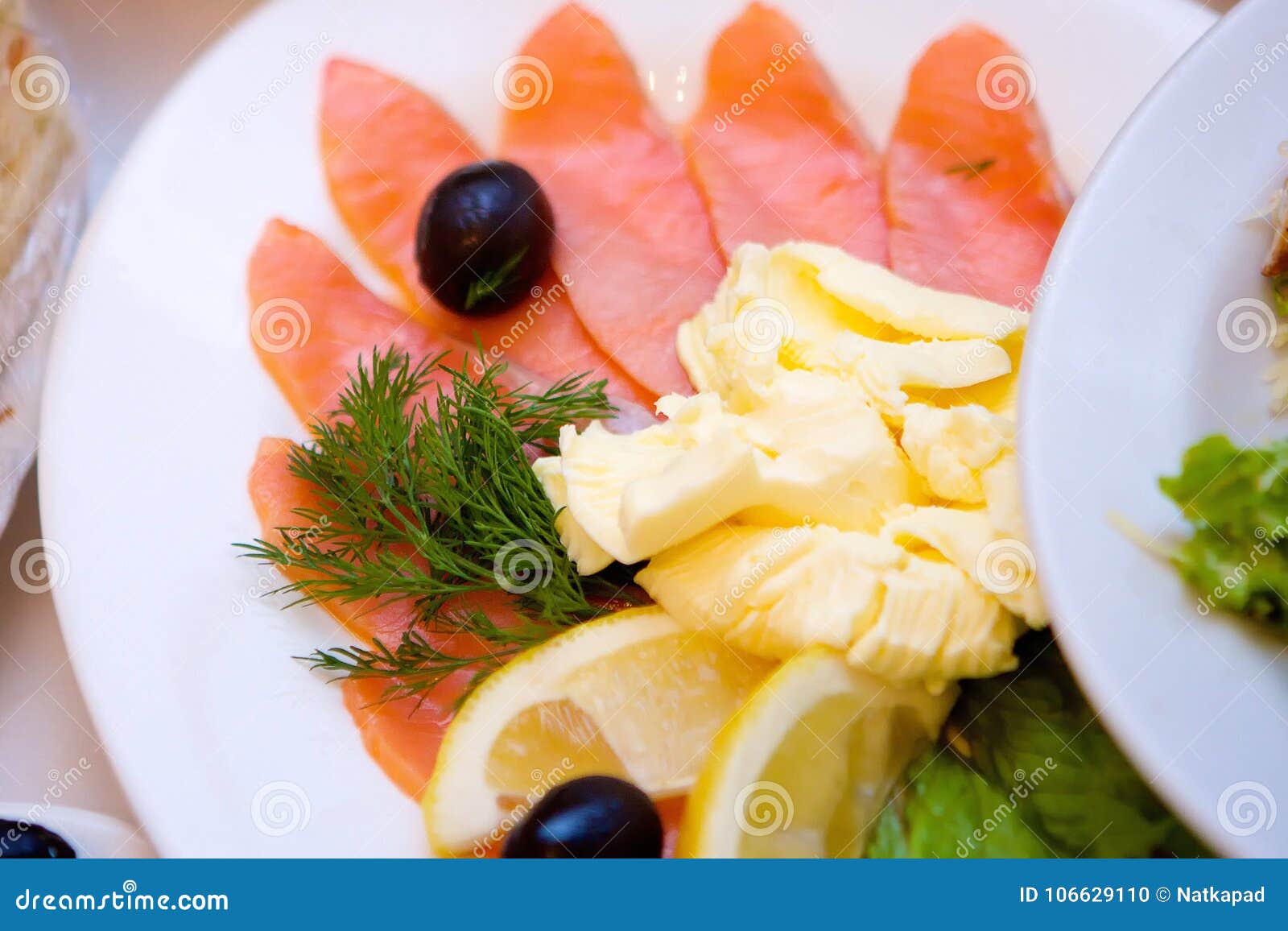 The Food in the Restaurant Fish Dish Cutting of Different Types Stock ...